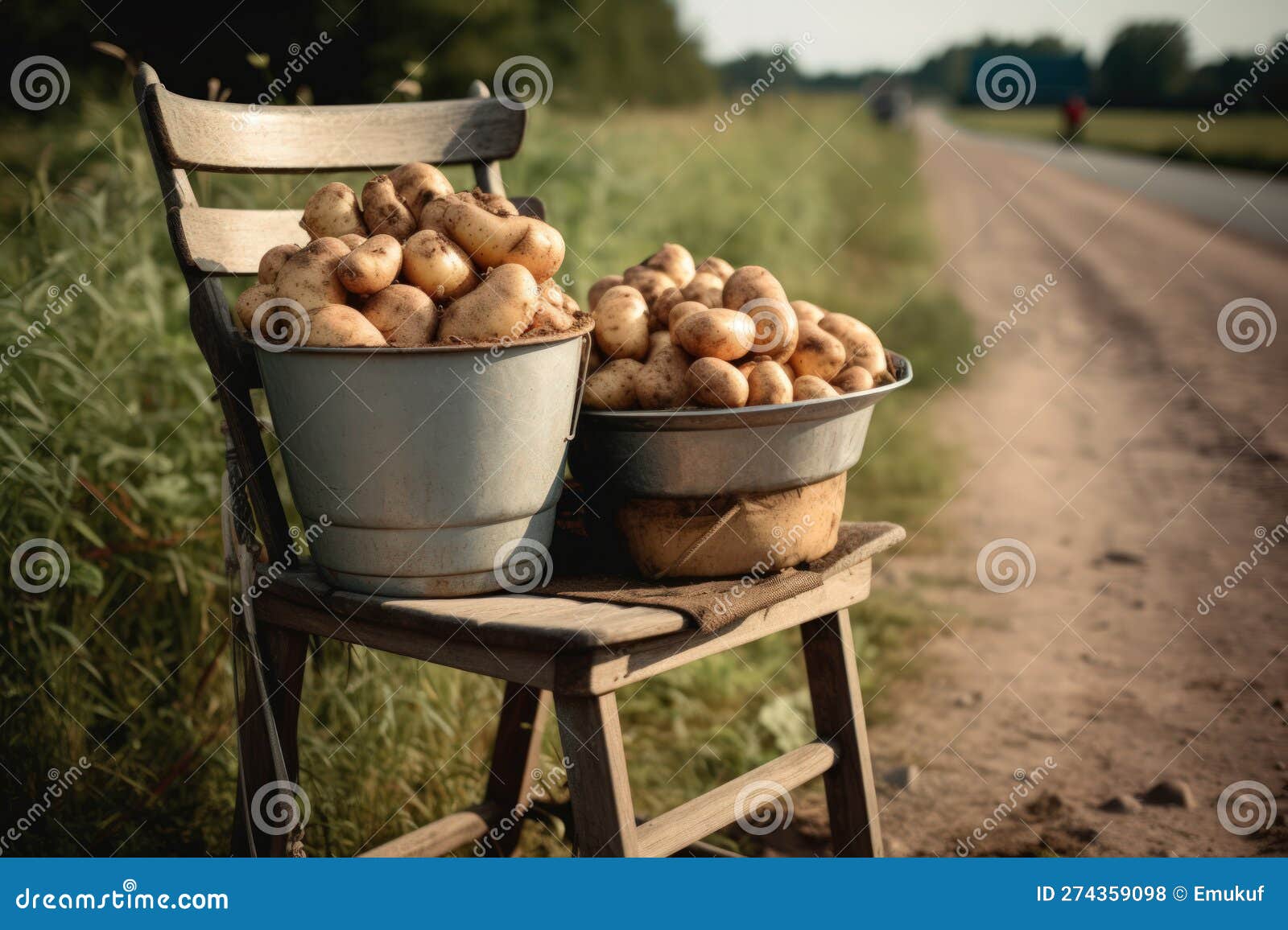 Selling Potatoes on a Chair by the Road Generative Ai Stock ...