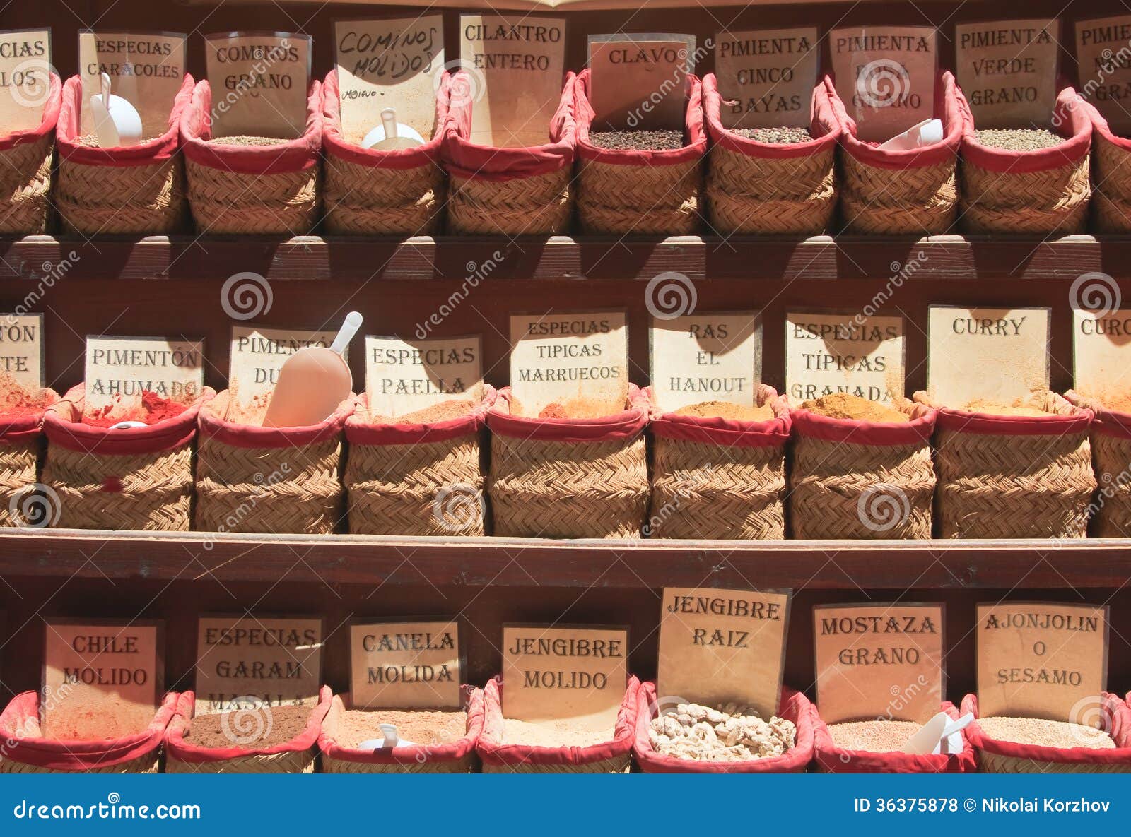 Selling spices. Spain stock photo. Image of counter, name - 36375878