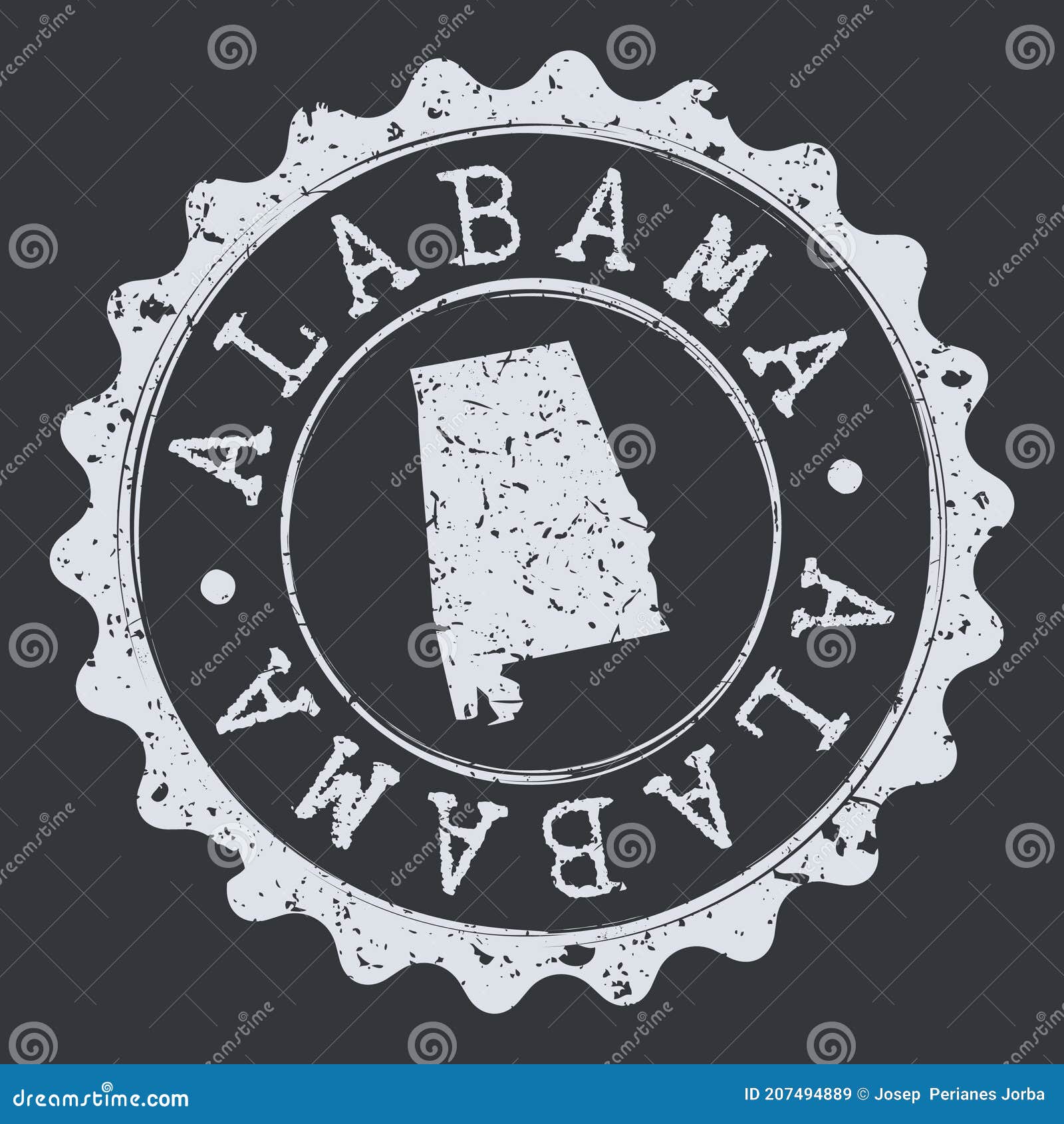 Sello Alabama. Sello De Pasaporte Postal De Silhouette. Marca Postal De ...
