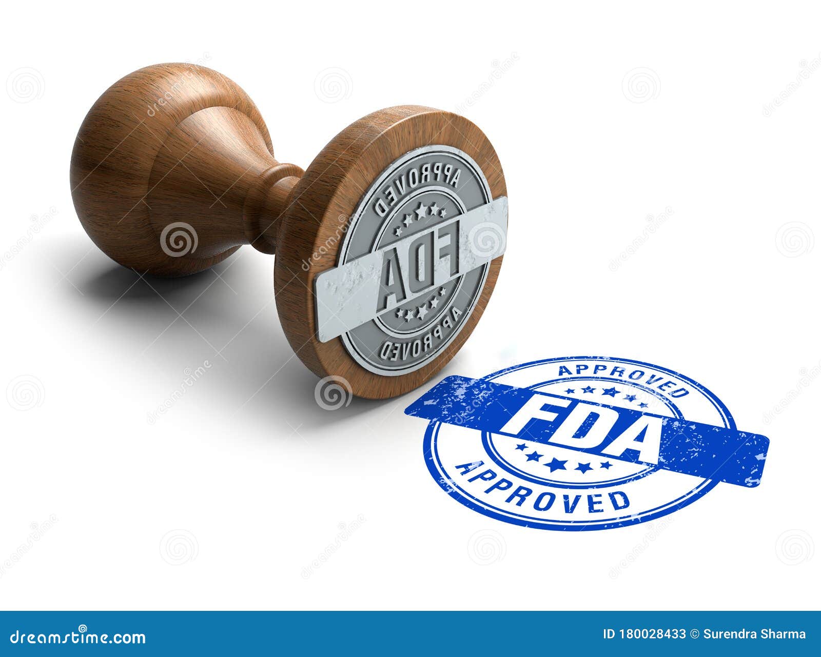 Sello Aprobado Por La Fda Sello Redondo De Madera Y Sello Con Texto Fda