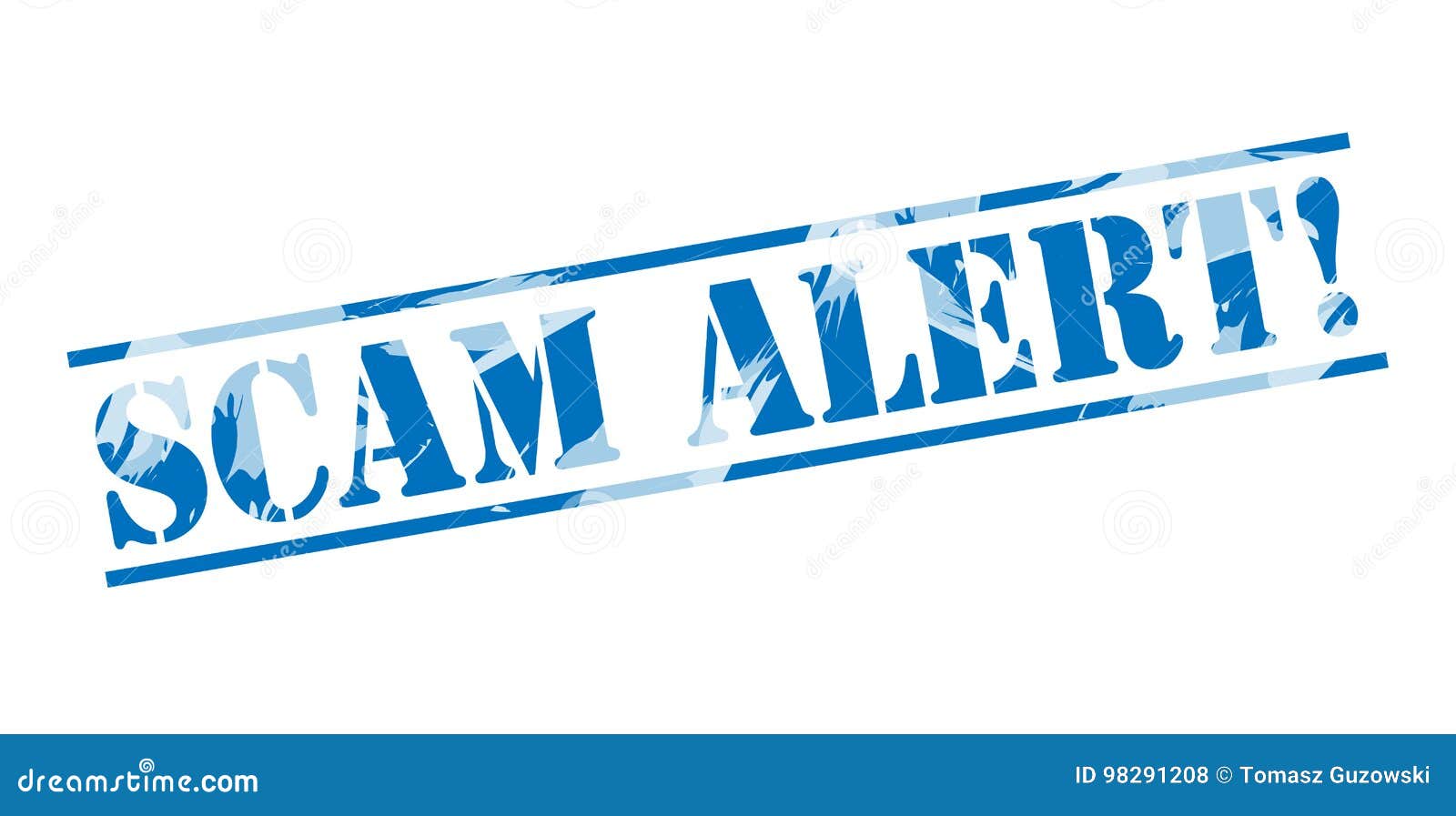 Sello azul alerta de Scam stock de ilustración. Ilustración de textura ...