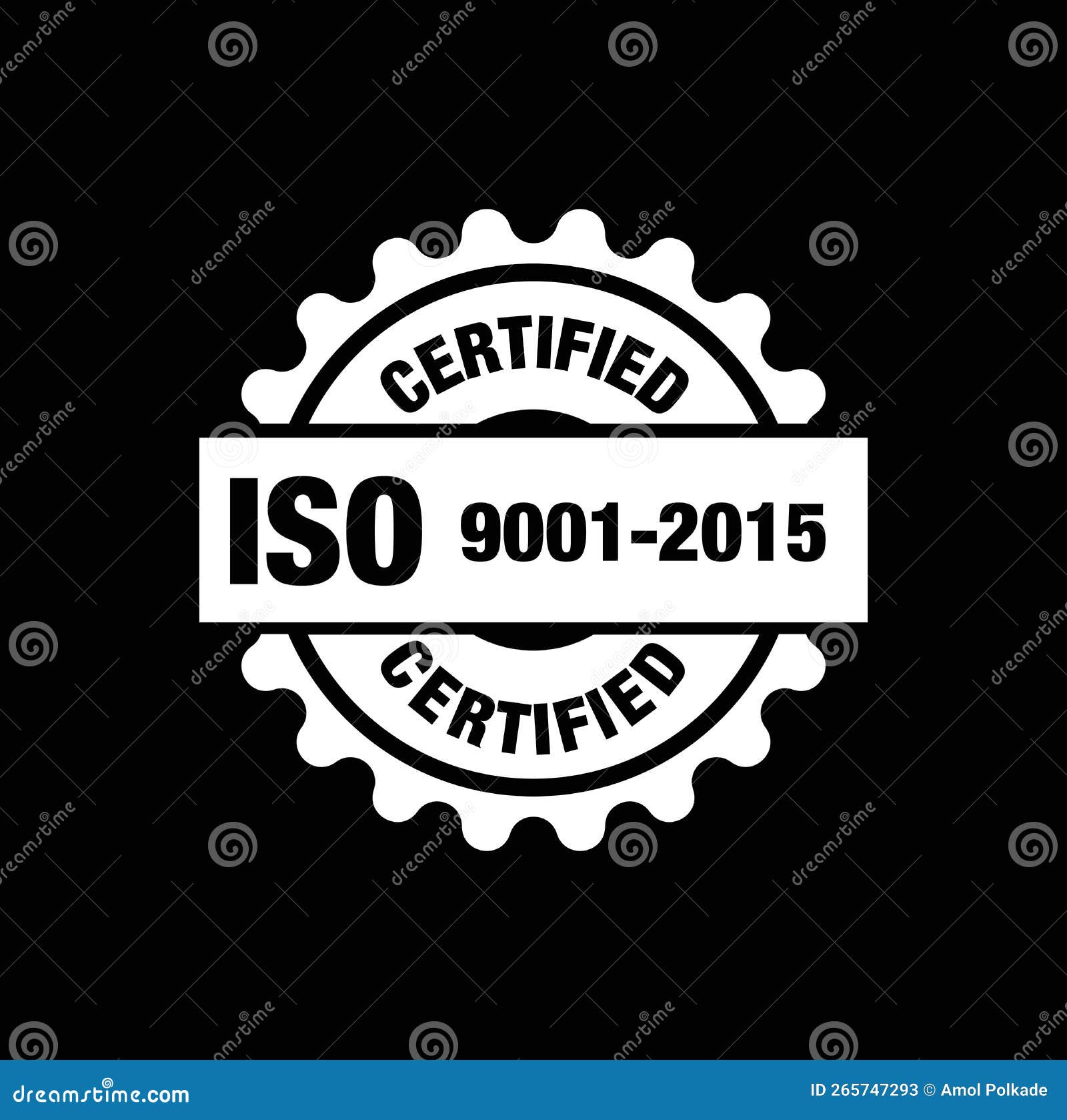 Sello De Empresa Certificado Iso 2001 a 2015. Marca Certificada Iso Ilustración del Vector ...