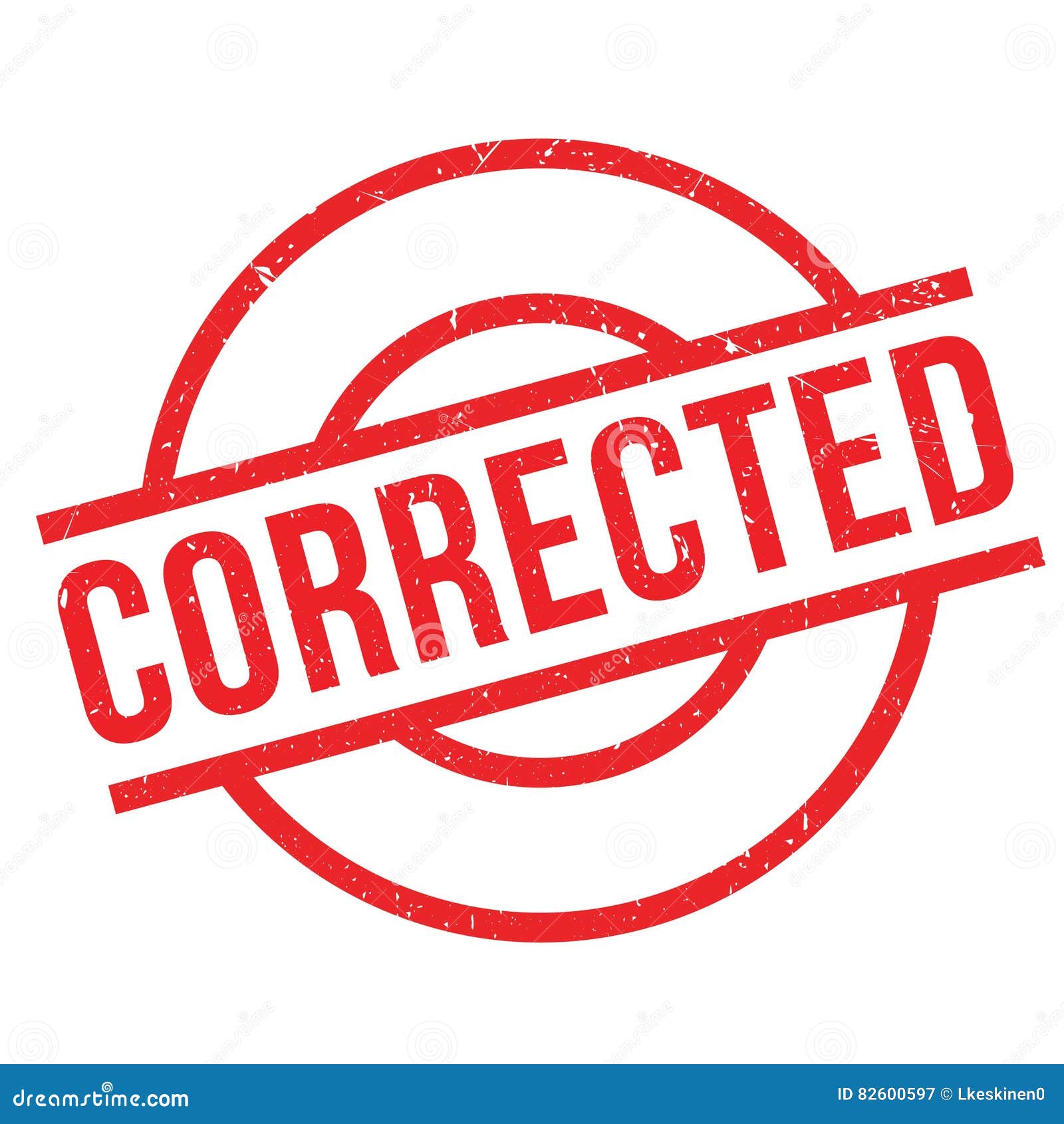 Sello de goma corregido ilustración del vector. Ilustración de enmiende - 82600597