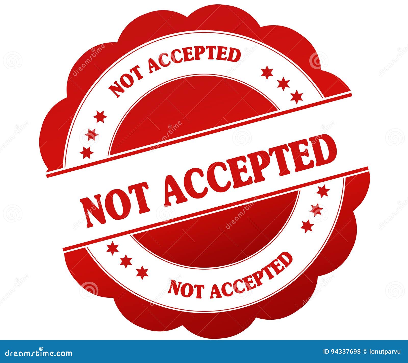 Sello De Goma Redondo Rojo NO ACEPTADO Stock de ilustración ...