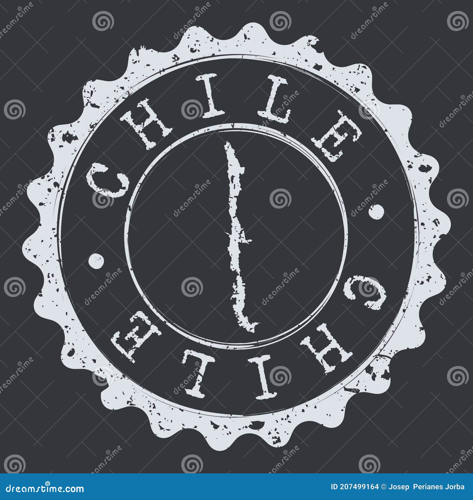 Sello De Mapa De Chile. Sello De Pasaporte Postal De Silhouette. Marca ...