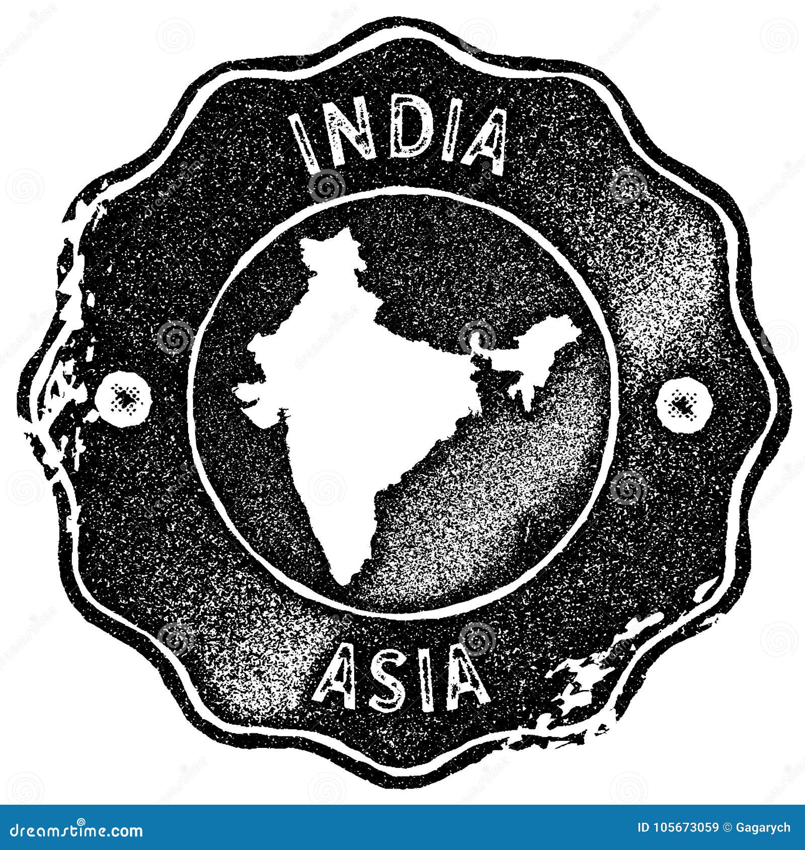 Sello Del Vintage Del Mapa De La India Ilustración del Vector ...