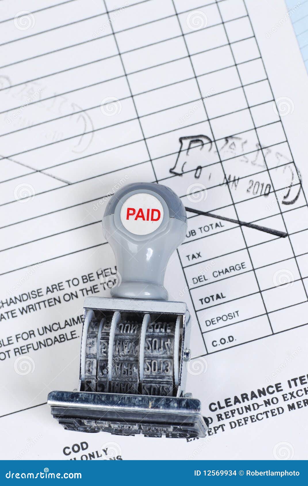 Sello pagado foto de archivo. Imagen de crédito, semana - 12569934