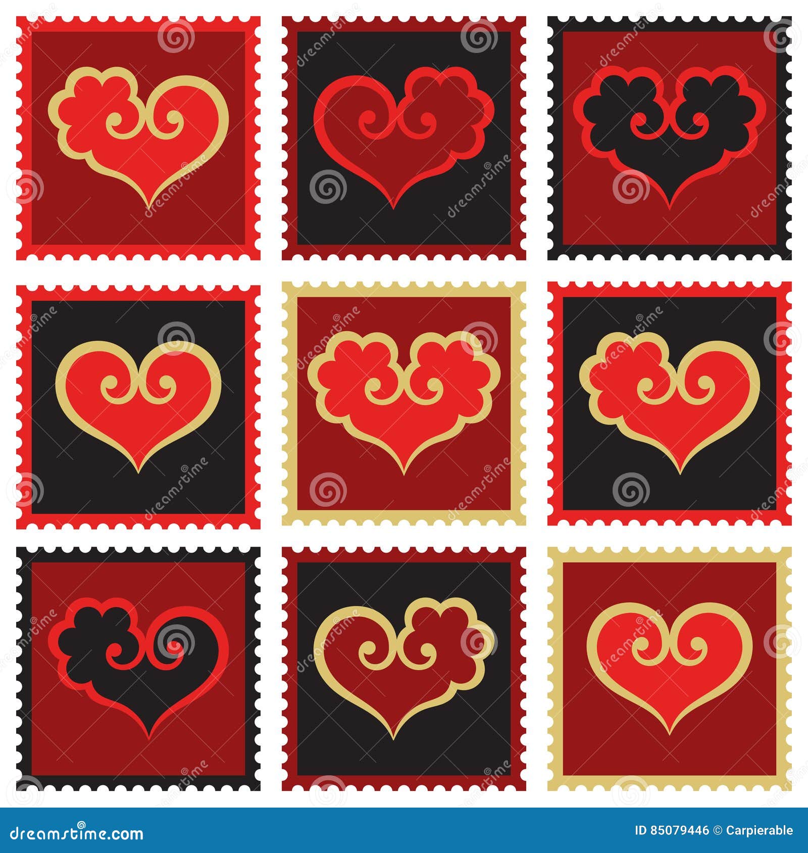 Sellos con los corazones ilustración del vector. Ilustración de ...