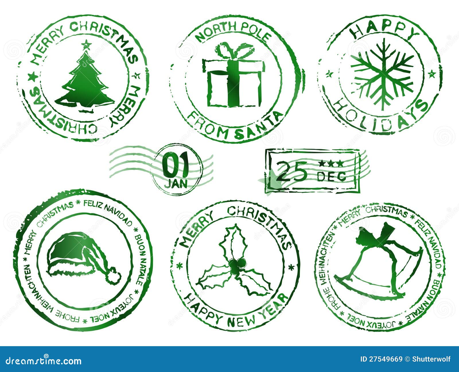 Sellos De Goma De La Navidad Ilustración del Vector - Ilustración de ...