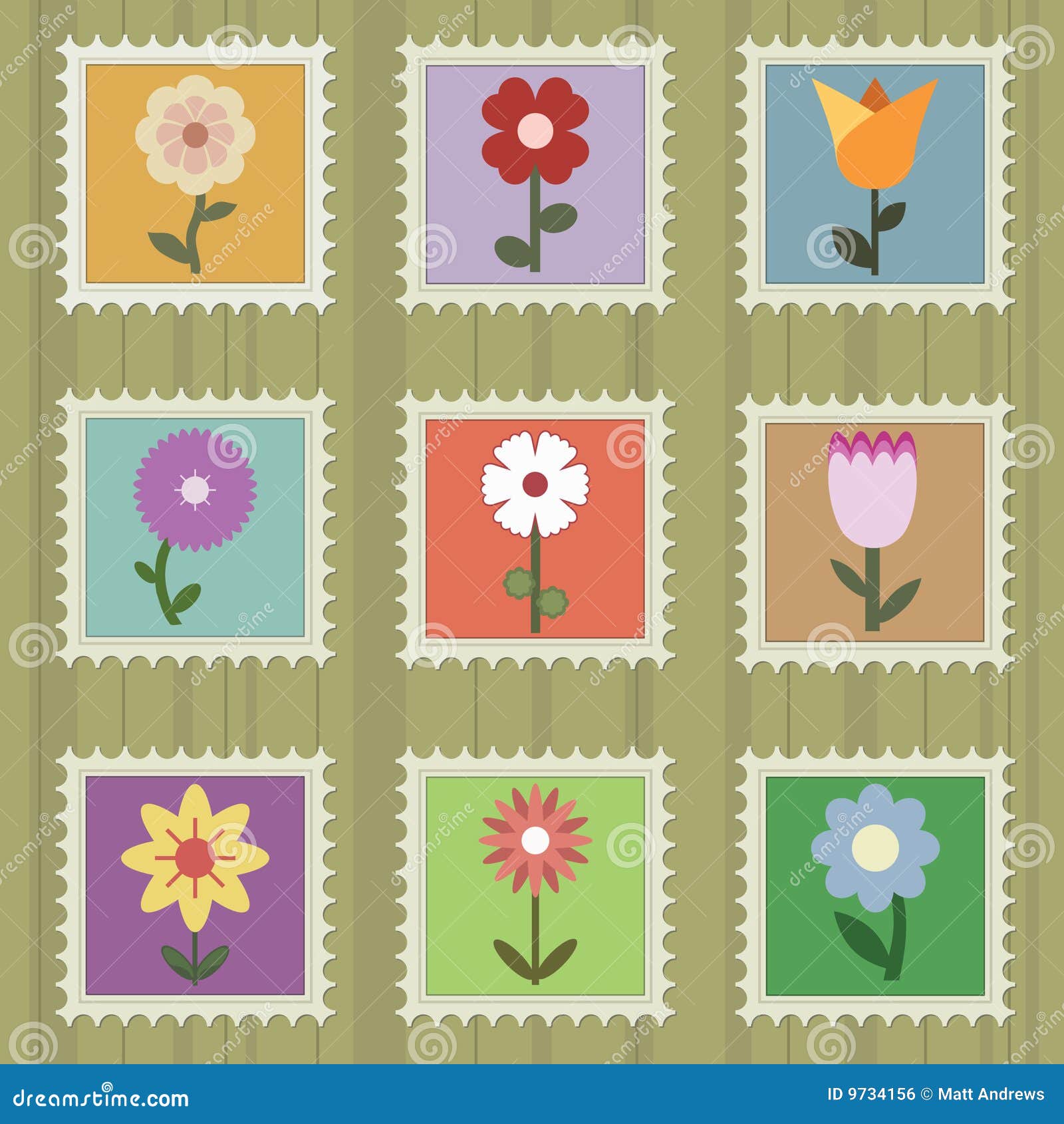 Sellos de la flor ilustración del vector. Ilustración de arte - 9734156