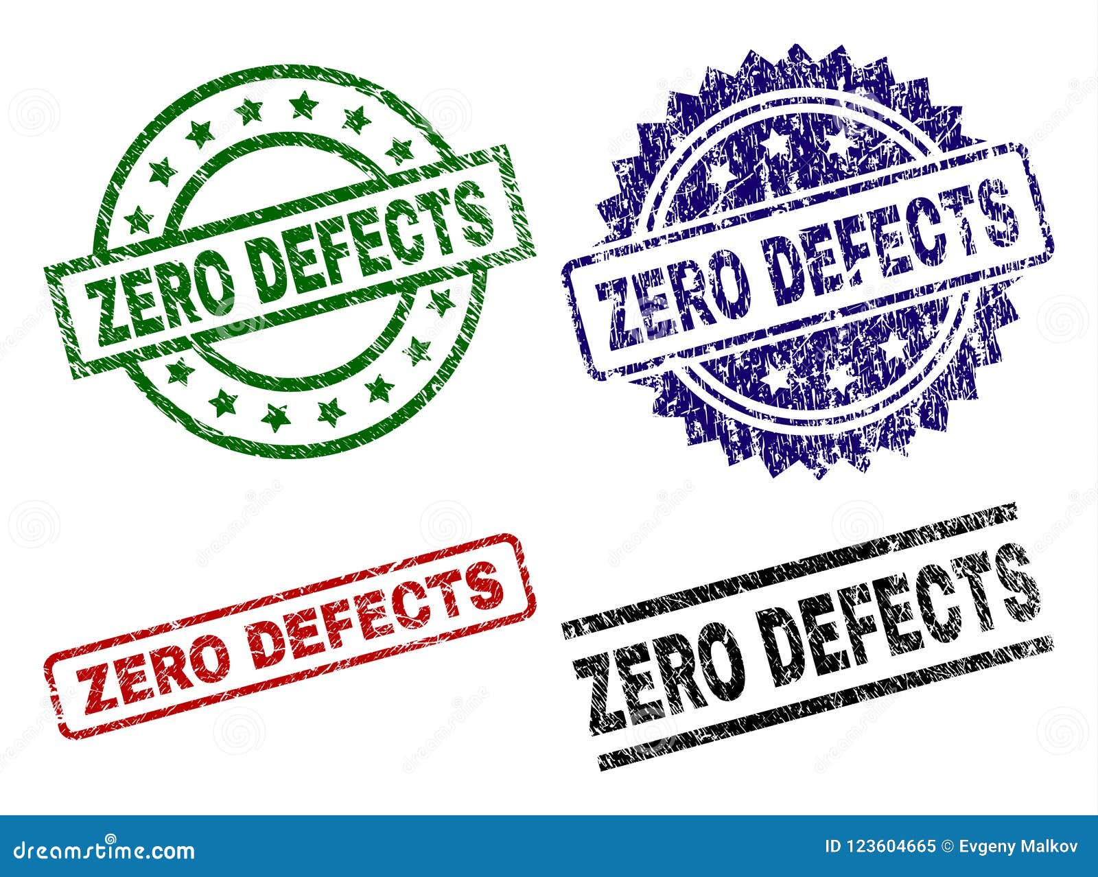 Selos Textured Danificados Do Selo Dos DEFEITOS ZERO Ilustração do ...