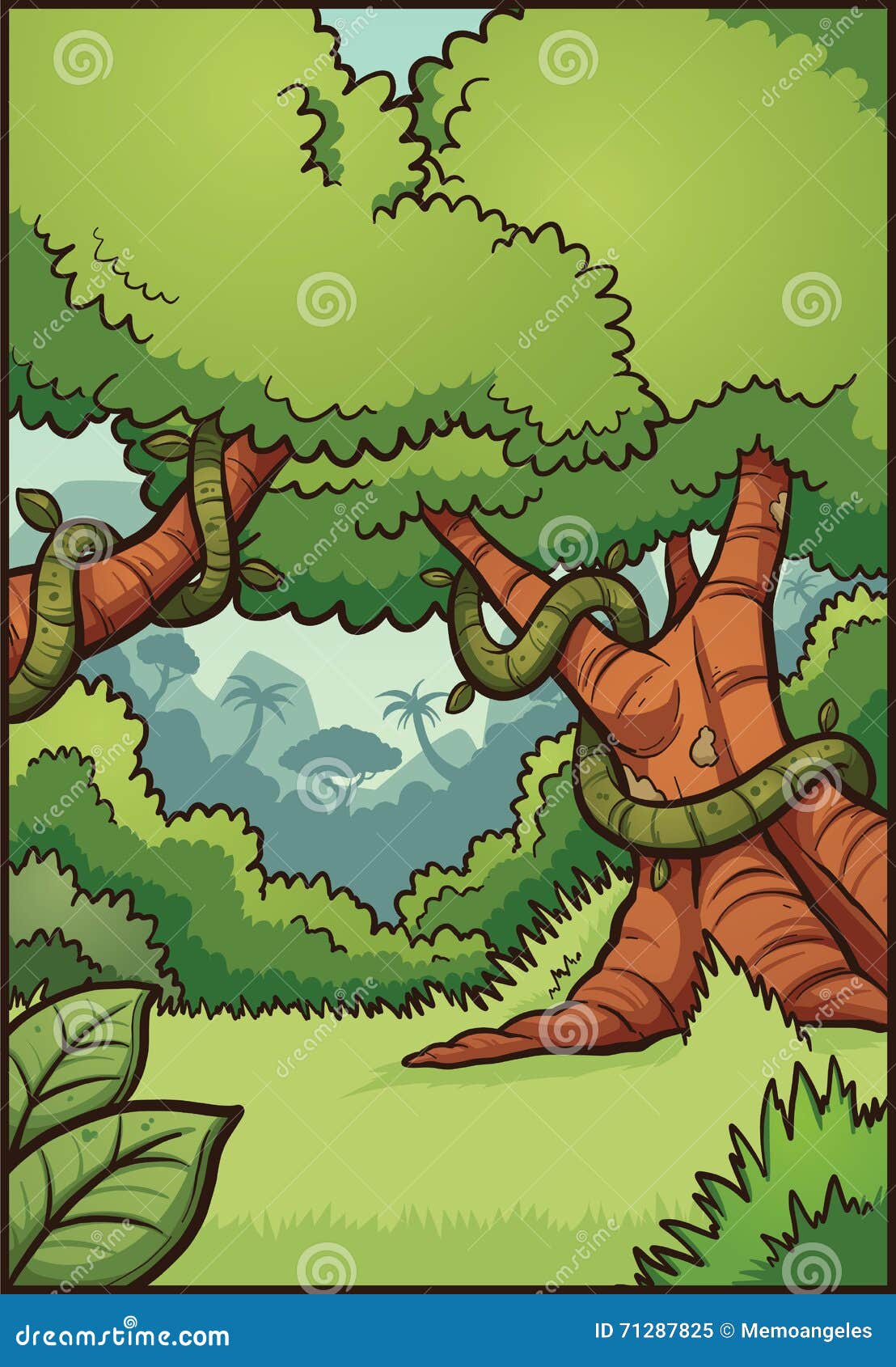 Selva Dos Desenhos Animados Ilustração do Vetor - Ilustração de selva ...