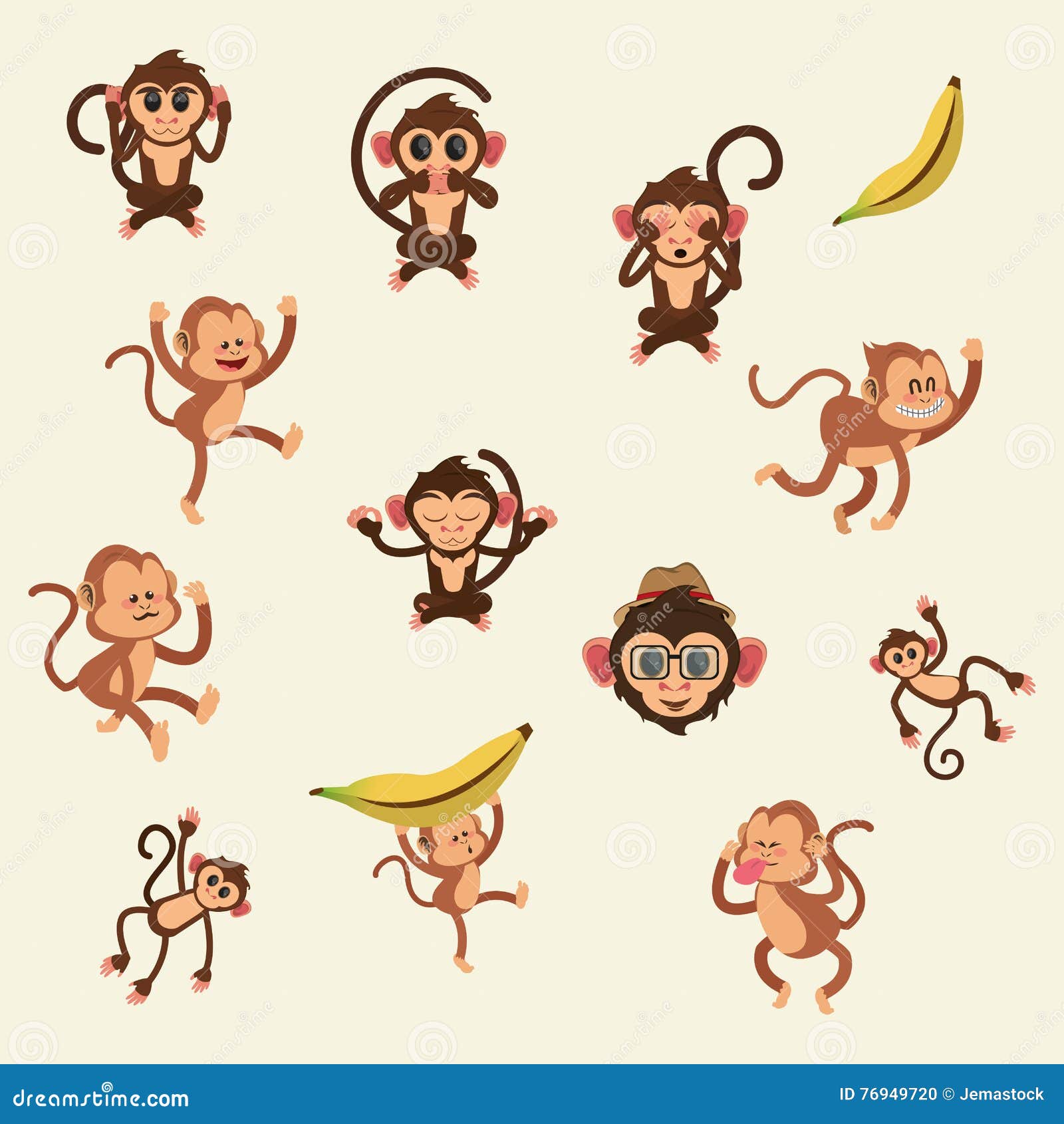 A Selva Monkeys Desenhos Animados Ilustração do Vetor - Ilustração de ...