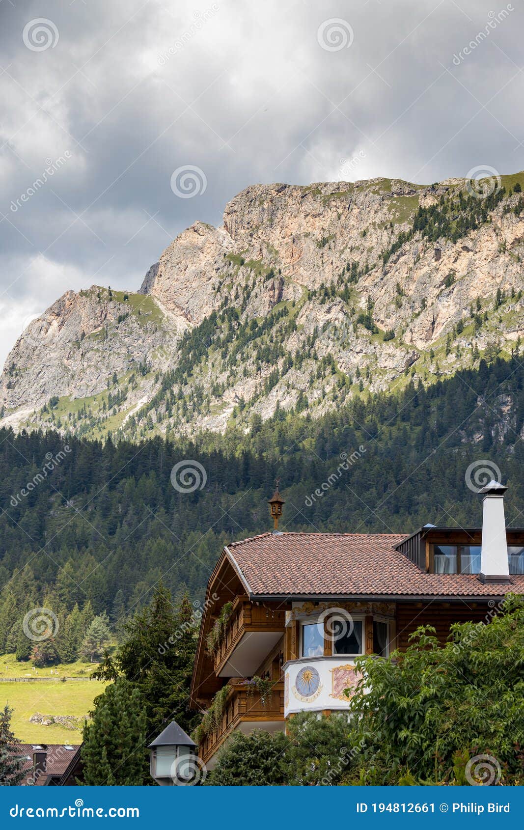 Typical Tyrolean Building in Selva, South Tyrol, Italy on August 8 ...