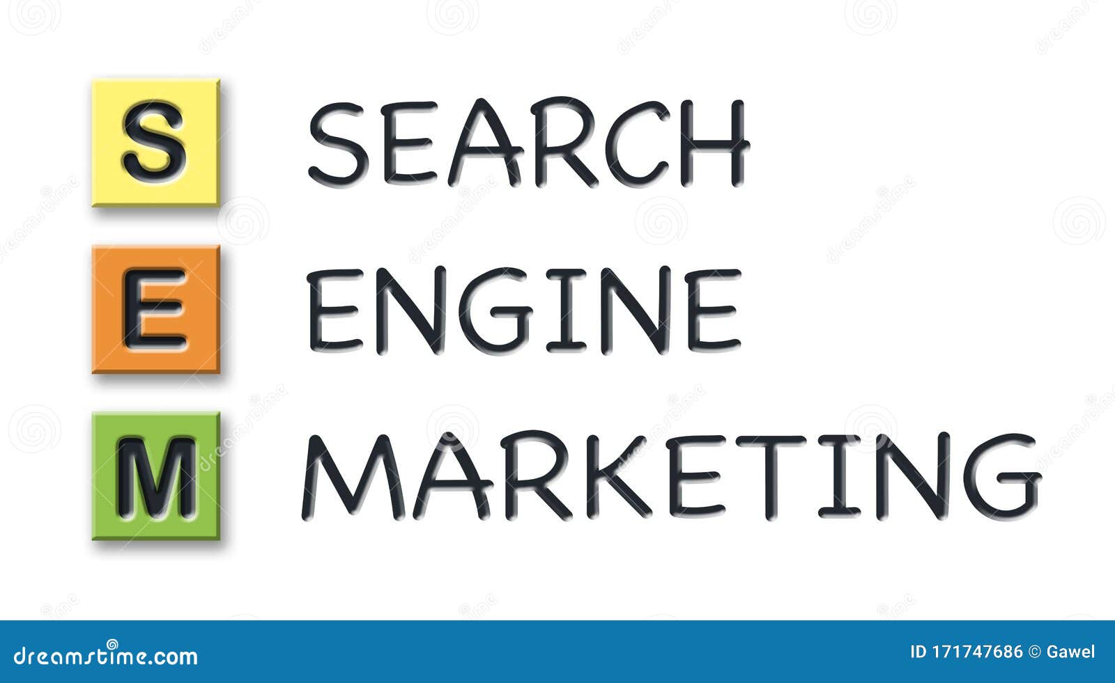 SEM Initials in Colored 3d Cubes with Meaning Stock Illustration ...