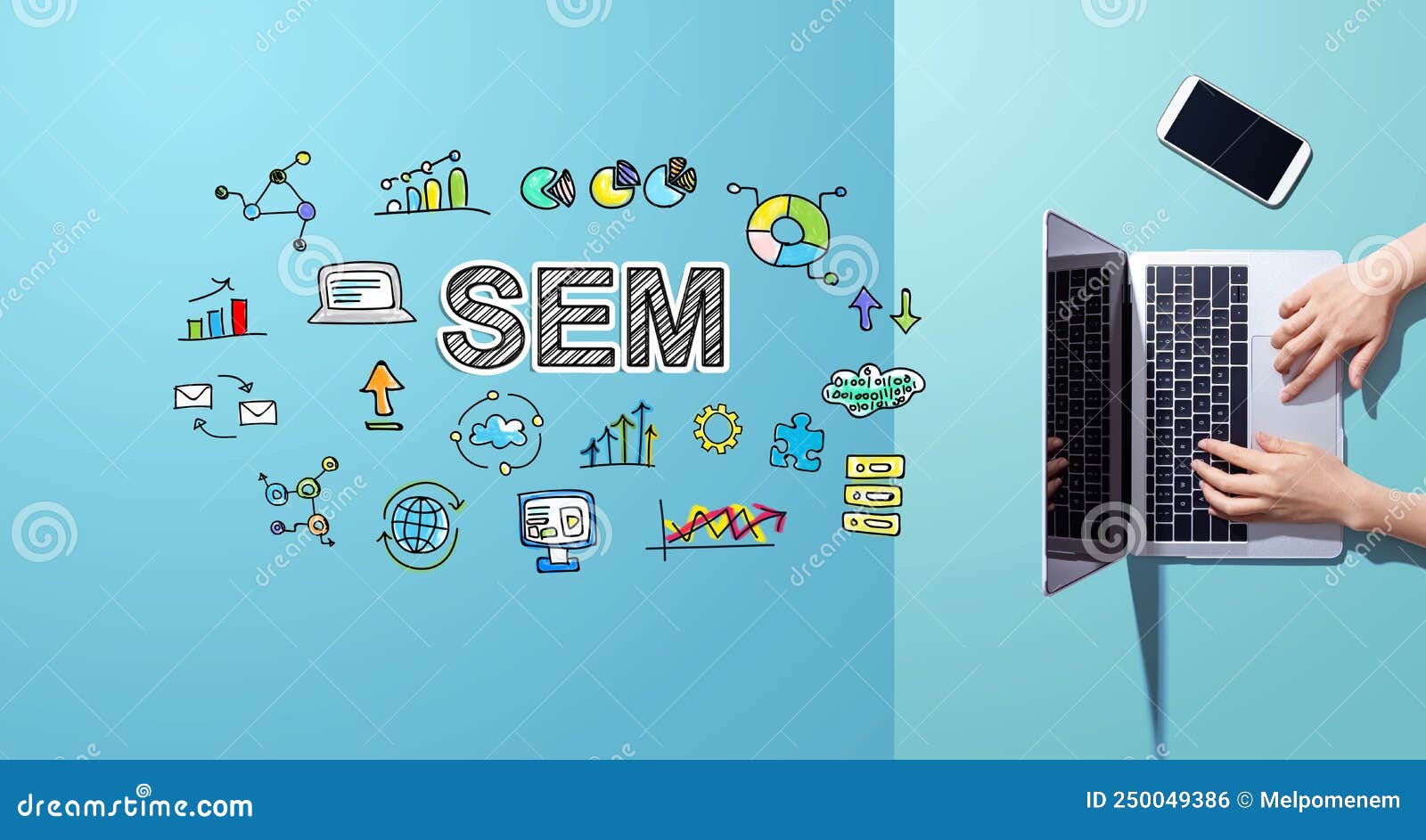 SEM with Person Working with Laptop Stock Photo - Image of traffic ...