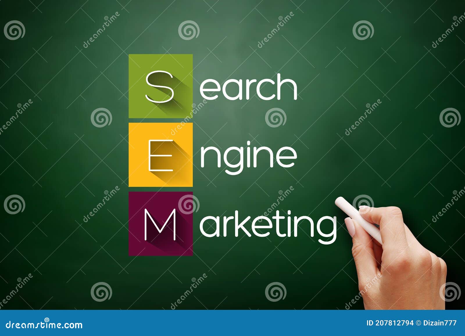 SEM - Search Engine Marketing Acronym Stock Photo - Image of message ...
