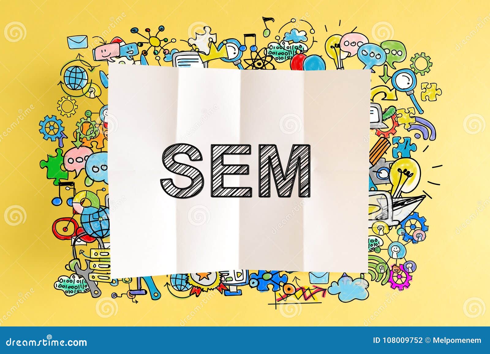 SEM Text with Colorful Illustrations Stock Photo - Image of small, rank ...