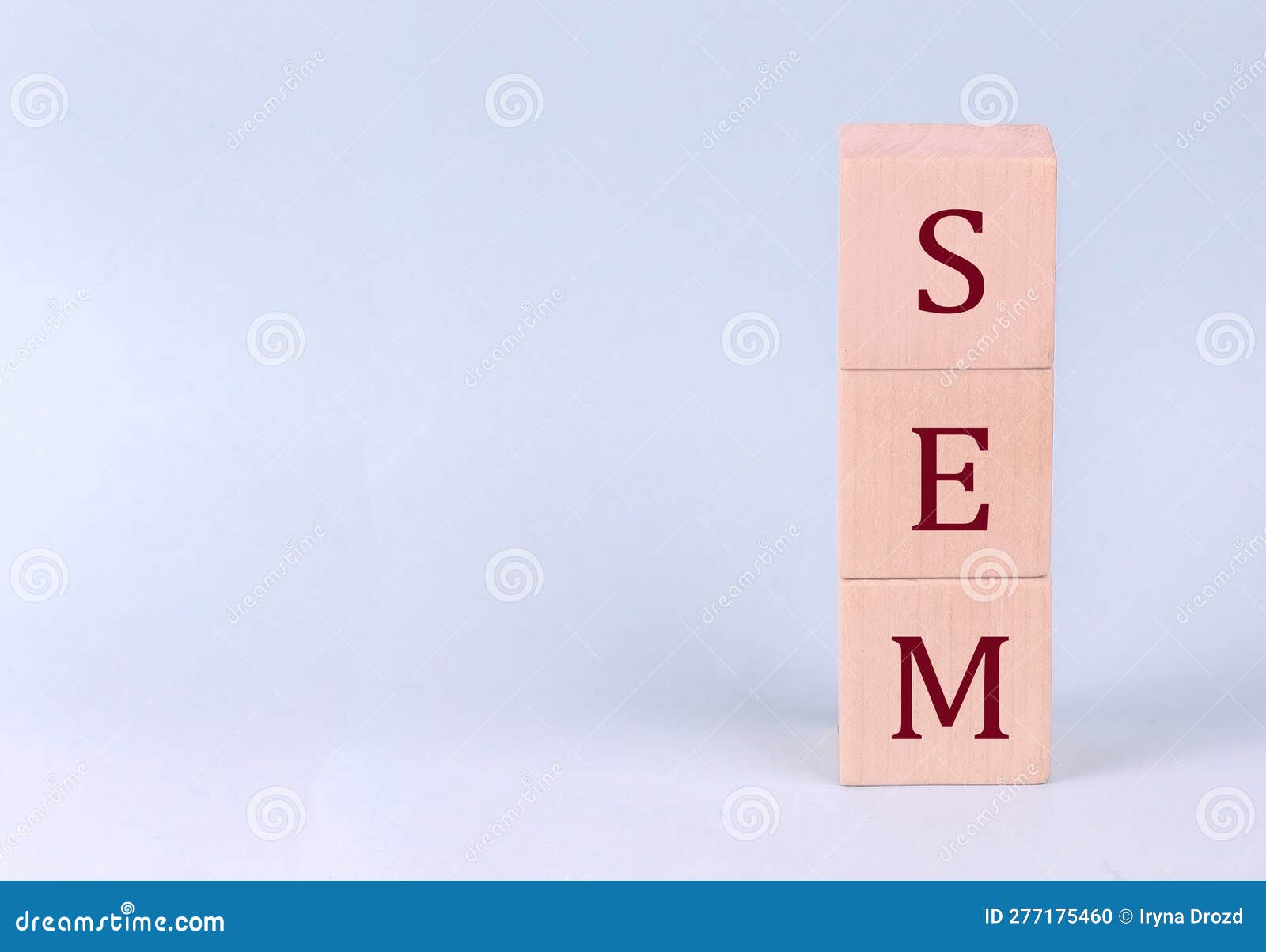 SEM on Wooden Cubes on a Blue Background Stock Photo - Image of white ...