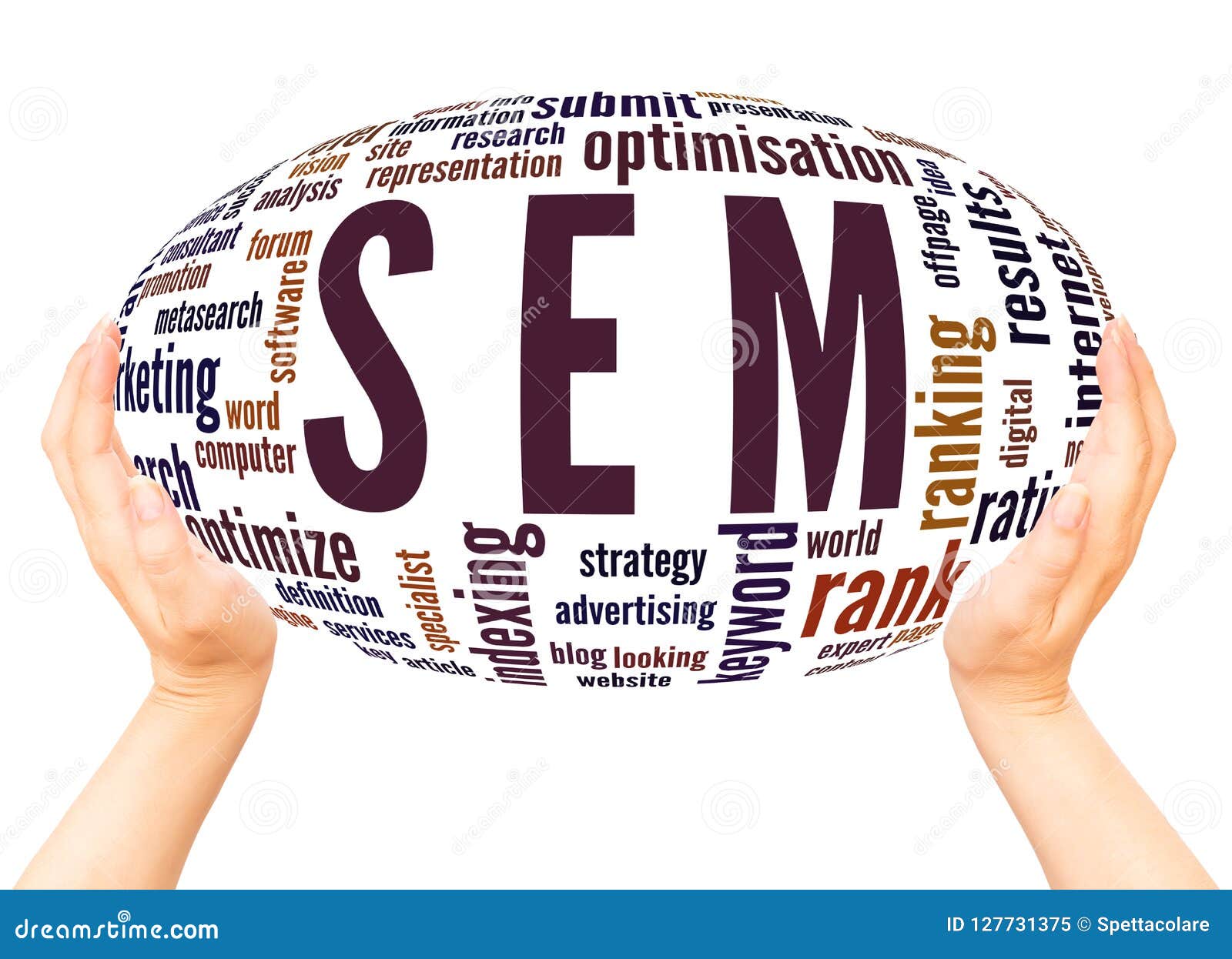 SEM Word Cloud Hand Sphere Concept Stock Illustration - Illustration of ...