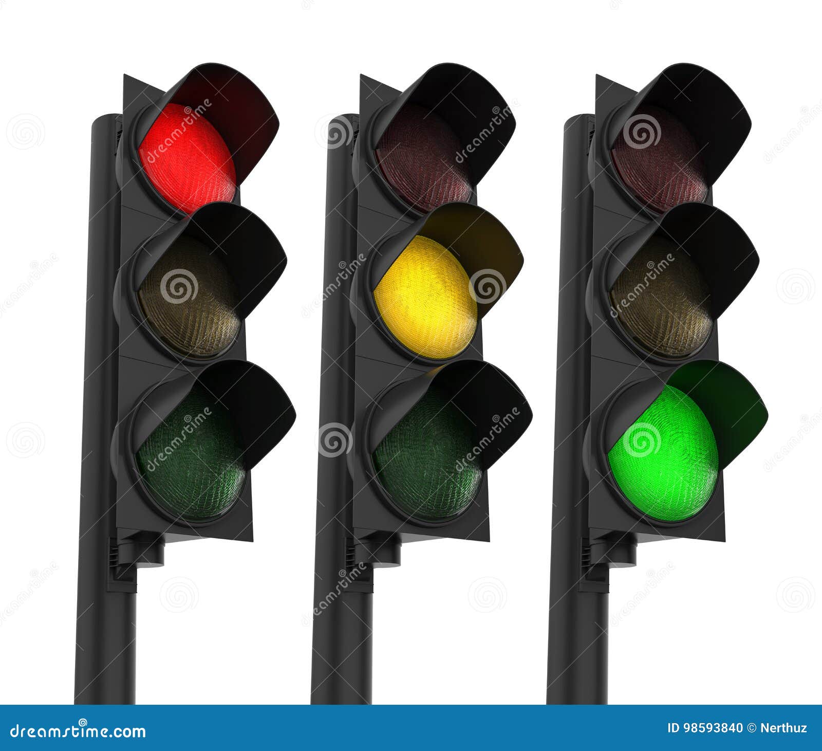 Semafori isolati illustrazione di stock. Illustrazione di luce - 98593840
