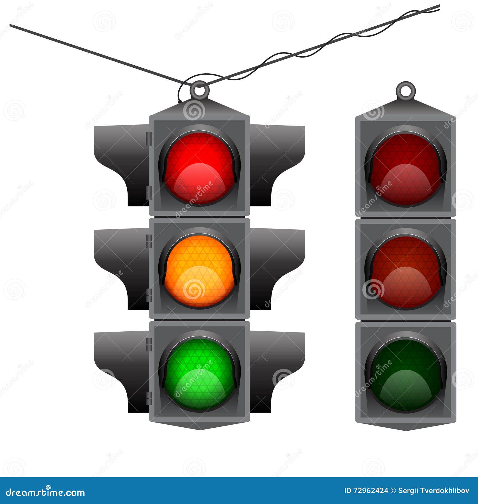 Semafori isolati su bianco illustrazione vettoriale. Illustrazione di ...