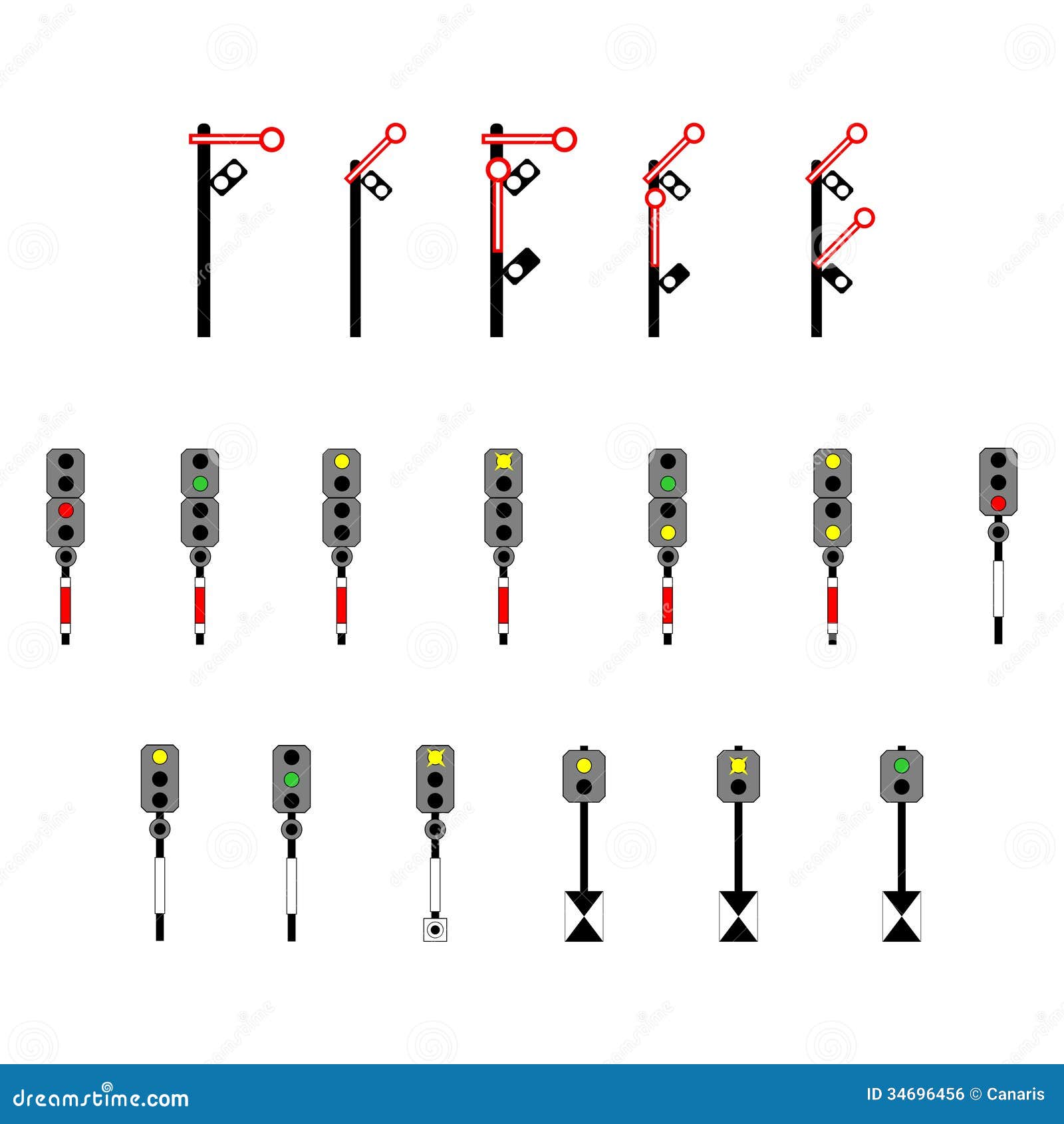 Semafori per la ferrovia illustrazione di stock. Illustrazione di ...