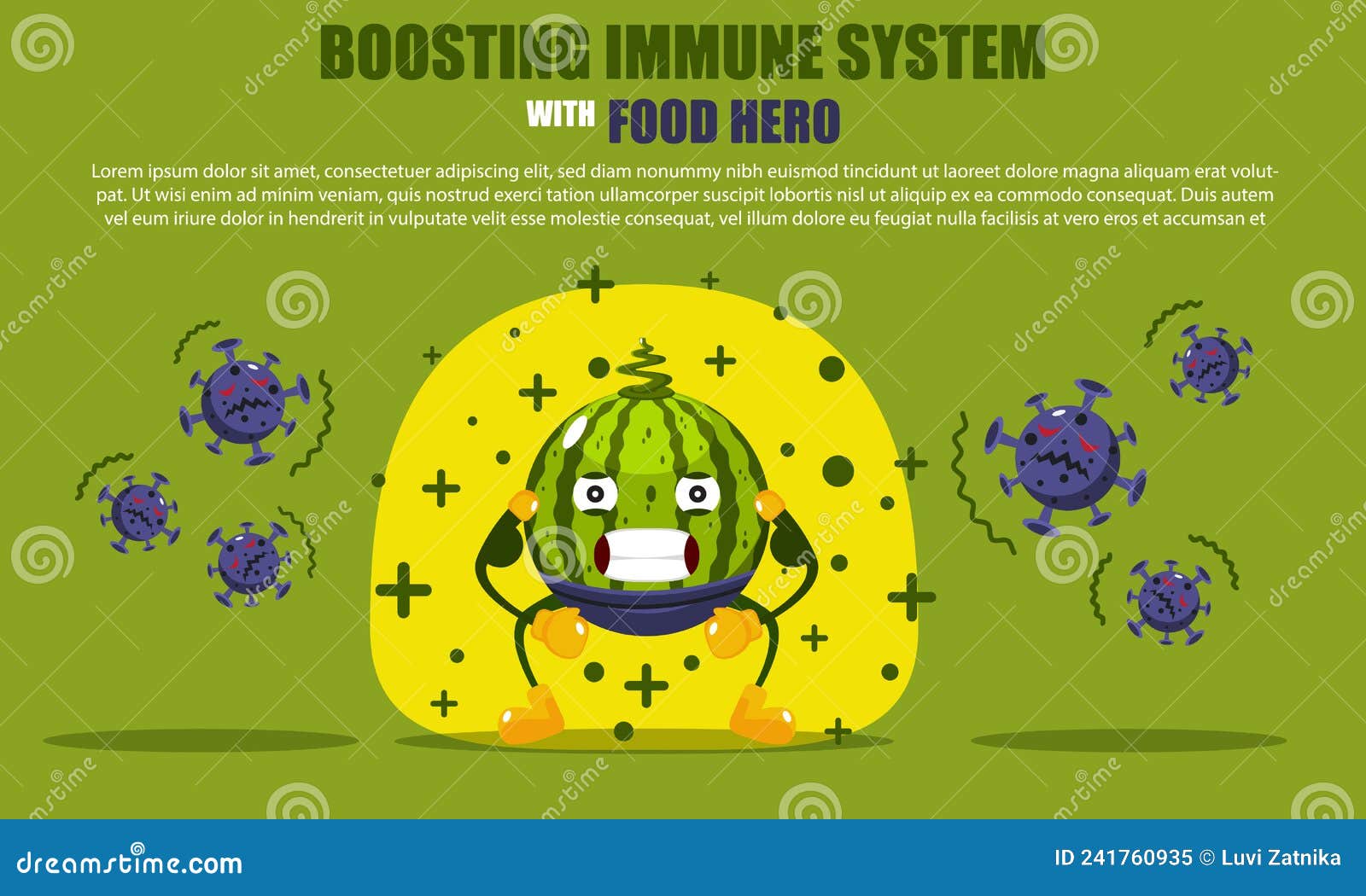 Boosting Immune System with Food Stock Vector - Illustration of virus ...