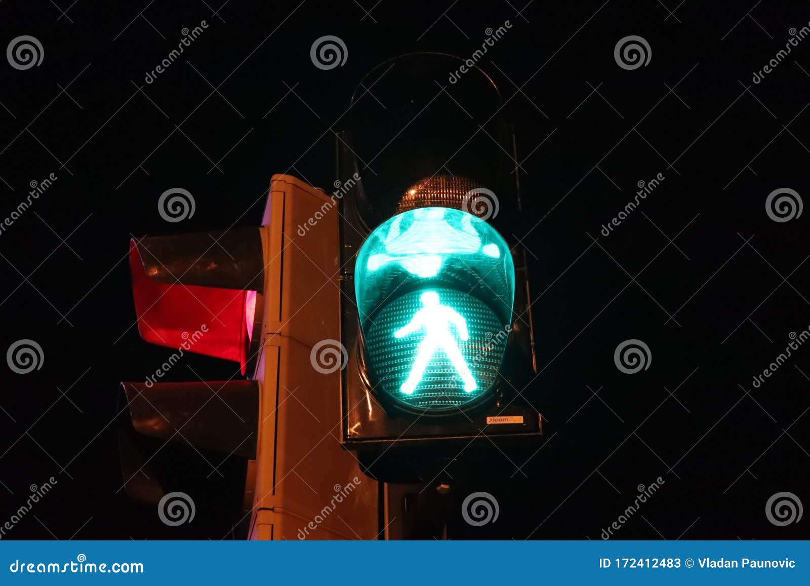 Red Light On Pedestrian Traffic Light In The Street Junction Royalty ...