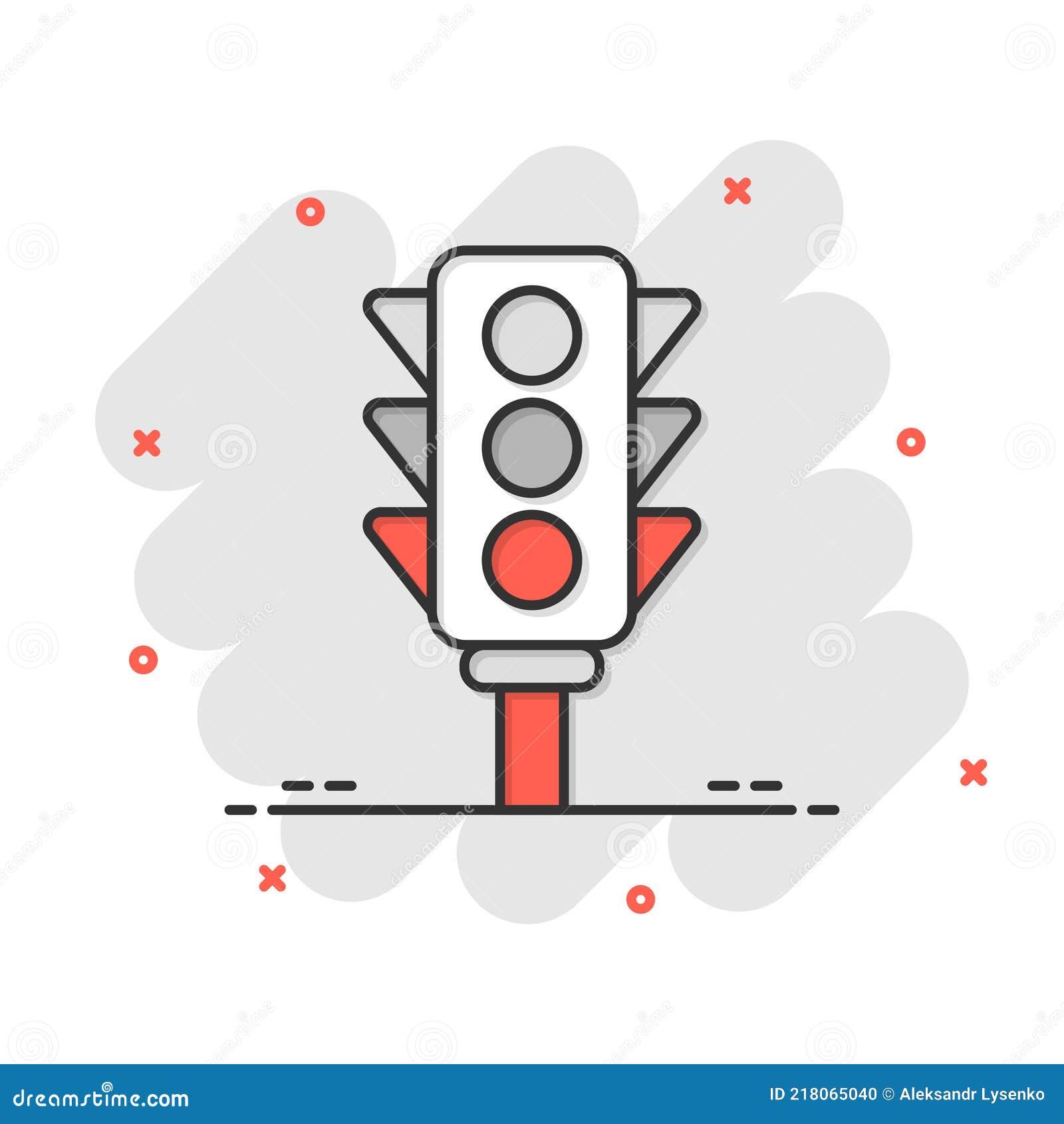 Semaphore Icon in Comic Style. Traffic Light Cartoon Vector ...