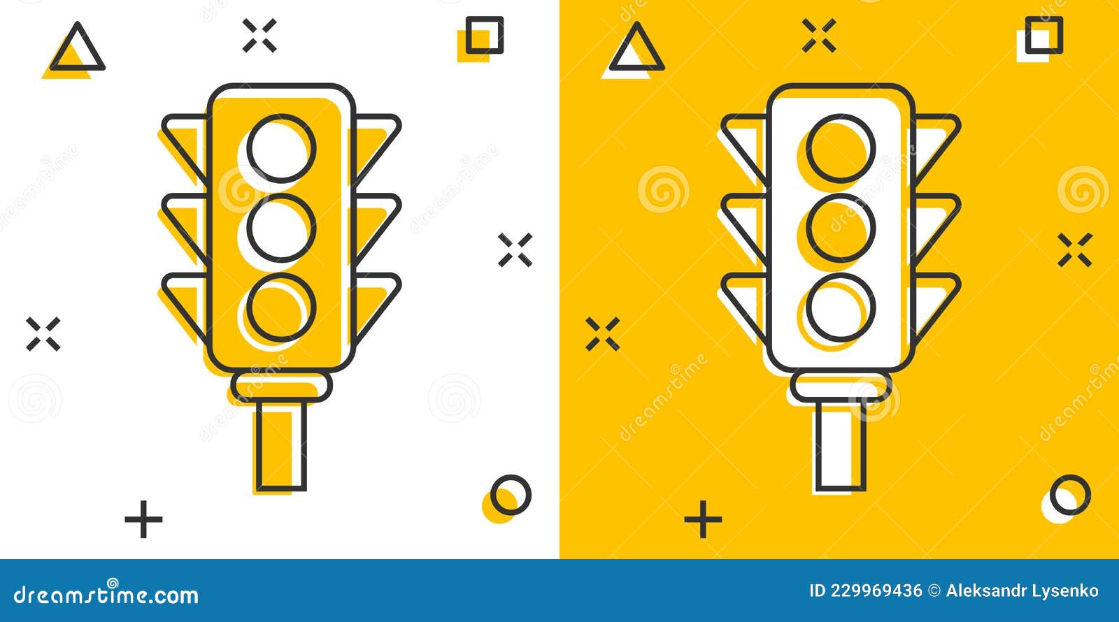 Semaphore Icon in Comic Style. Traffic Light Cartoon Vector ...