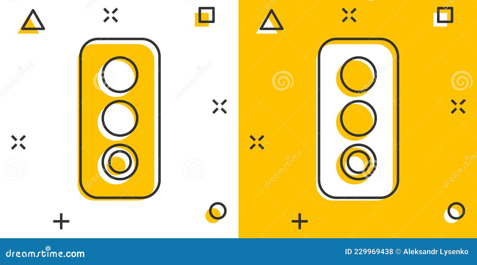 Semaphore Icon in Comic Style. Traffic Light Cartoon Vector ...