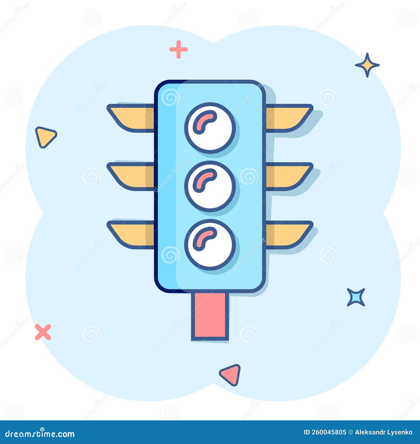 Semaphore Icon in Comic Style. Traffic Light Cartoon Vector ...