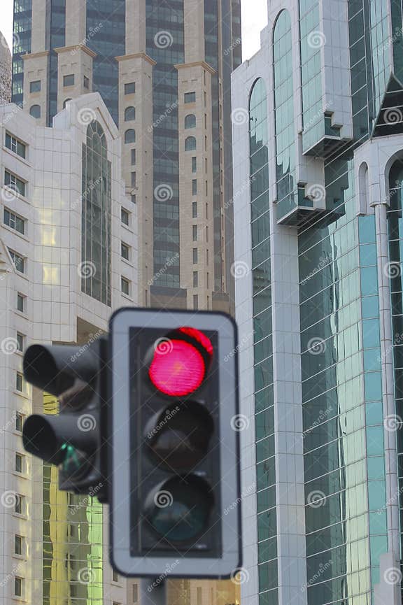 Semaphore and Modern Architecture in Doha Editorial Stock Photo - Image ...