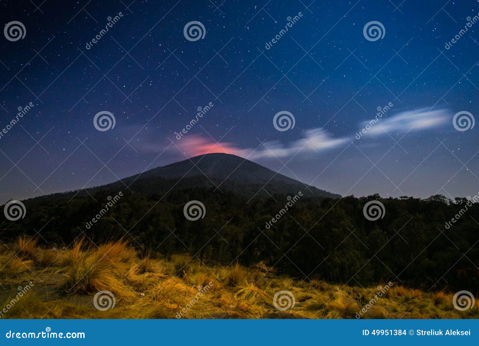 Semeru Volcano Eruption Night Stock Photo - Image of long, dark: 49951384