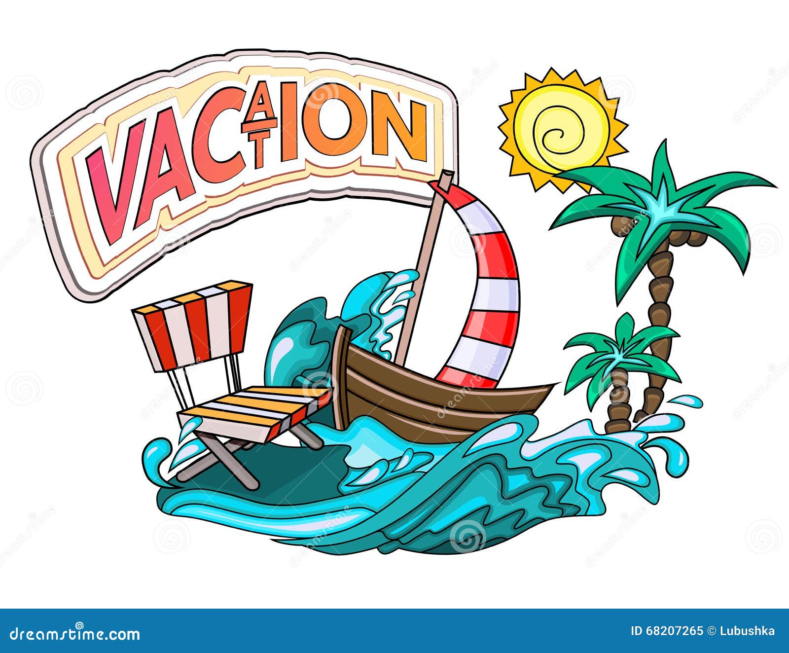 Semestertecknad filmstil vektor illustrationer. Illustration av segla ...