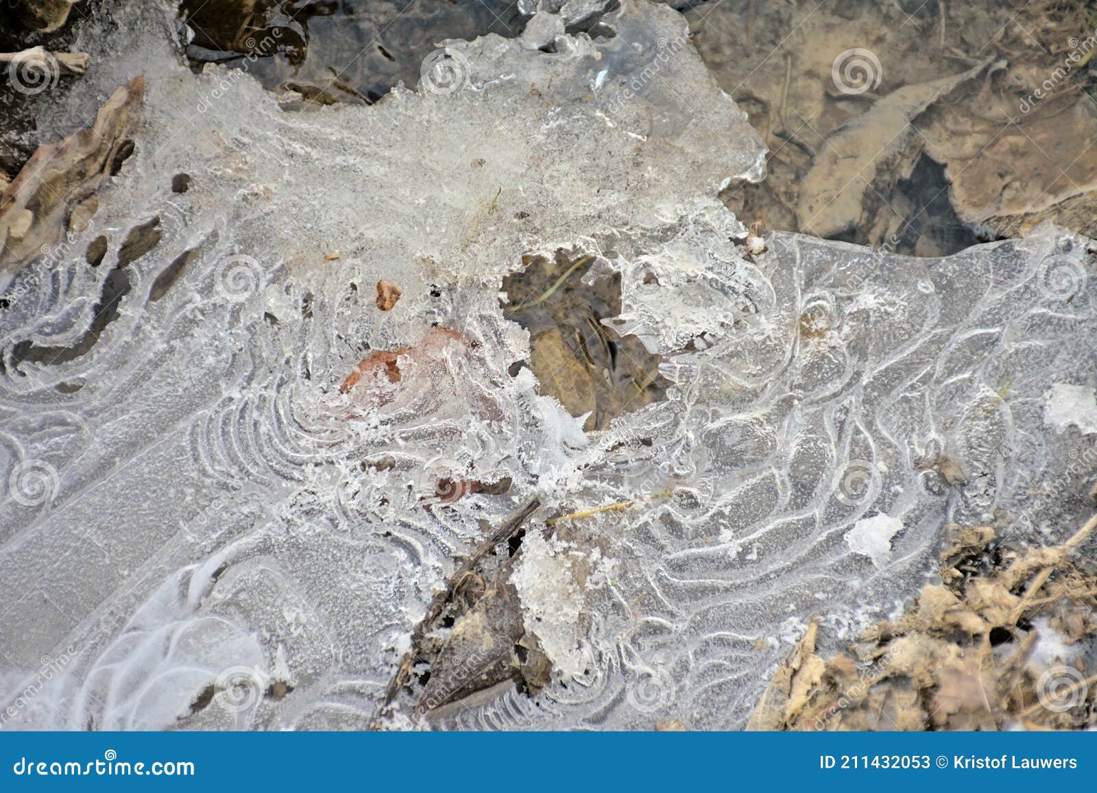 Ice and Mud Making Patterns on the Ground Stock Image - Image of curve ...