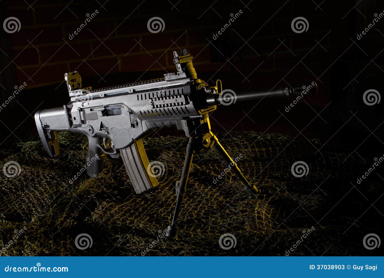 Semi Auto Rifle with Yellow Gels Stock Image - Image of black, green ...
