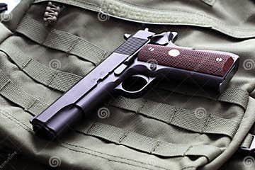 Semi-automatic .45 Caliber Pistol Stock Photo - Image of horizontal ...