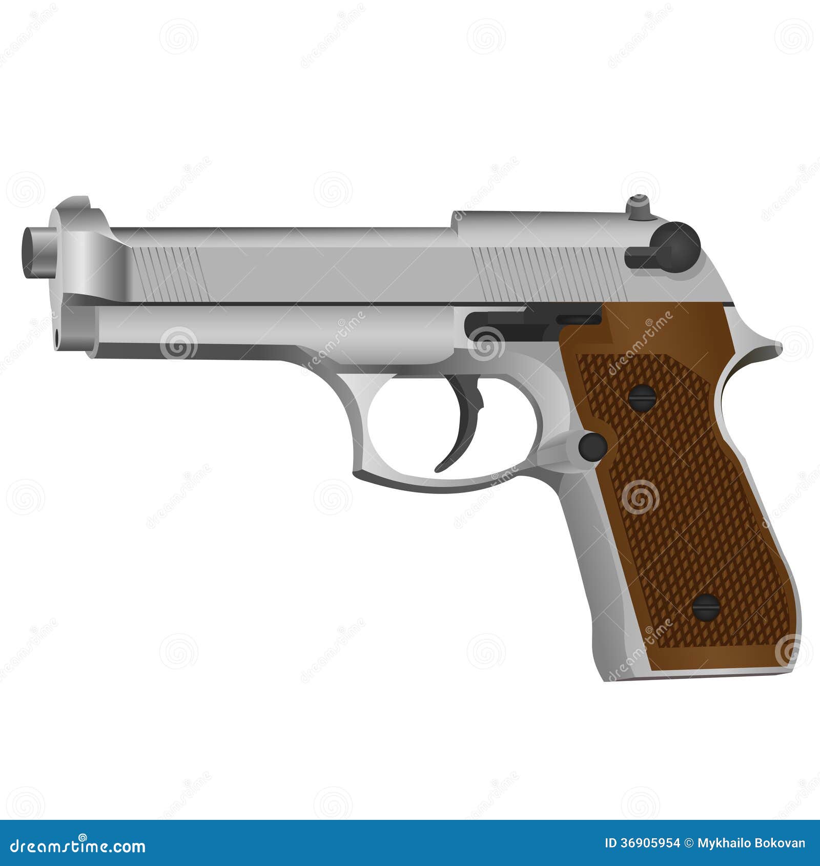 Semi-automatic gun stock vector. Illustration of handgun - 36905954