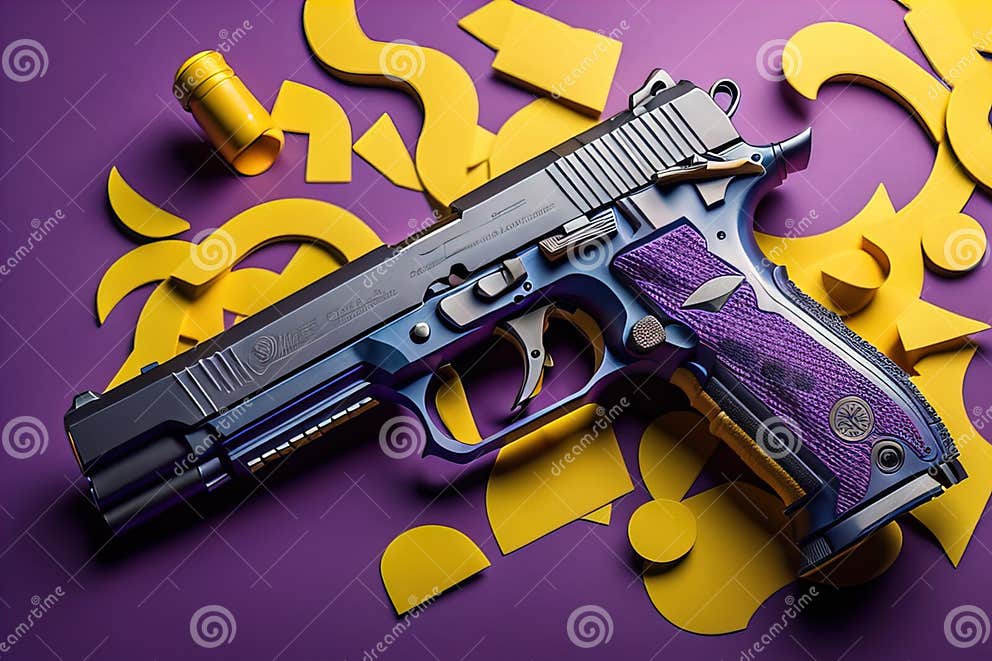 Semi-automatic Handgun on a Solid Color Background. Close-up Stock ...