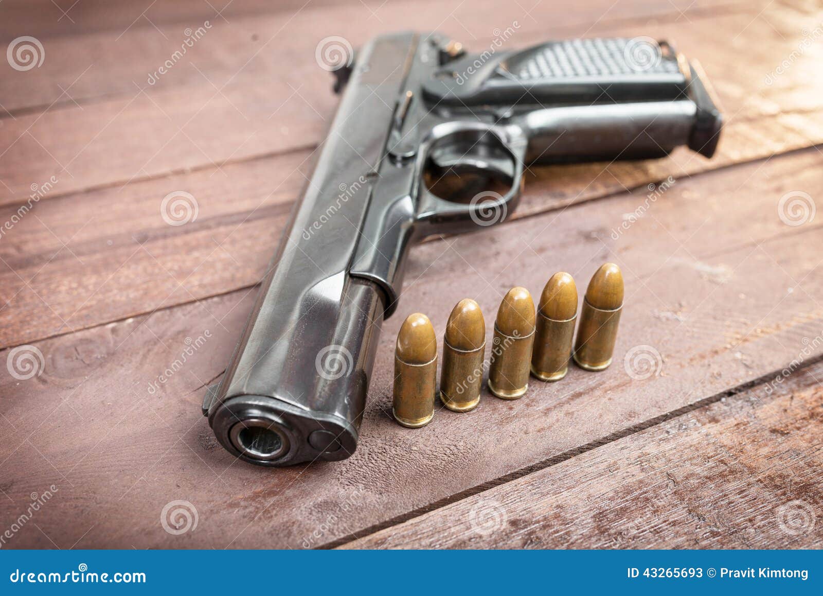 Revolver And Semi Automatic Pistol Hand Gun With Bullets On Texture ...
