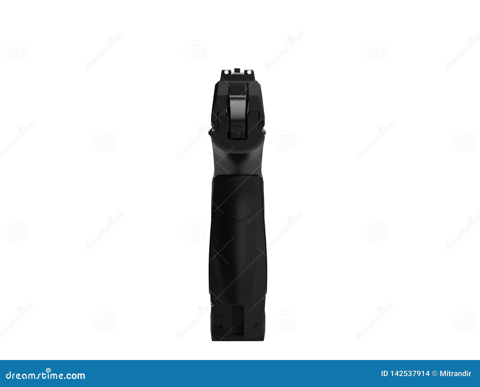 Semi Automatic Modern Handgun - Back View Stock Illustration ...