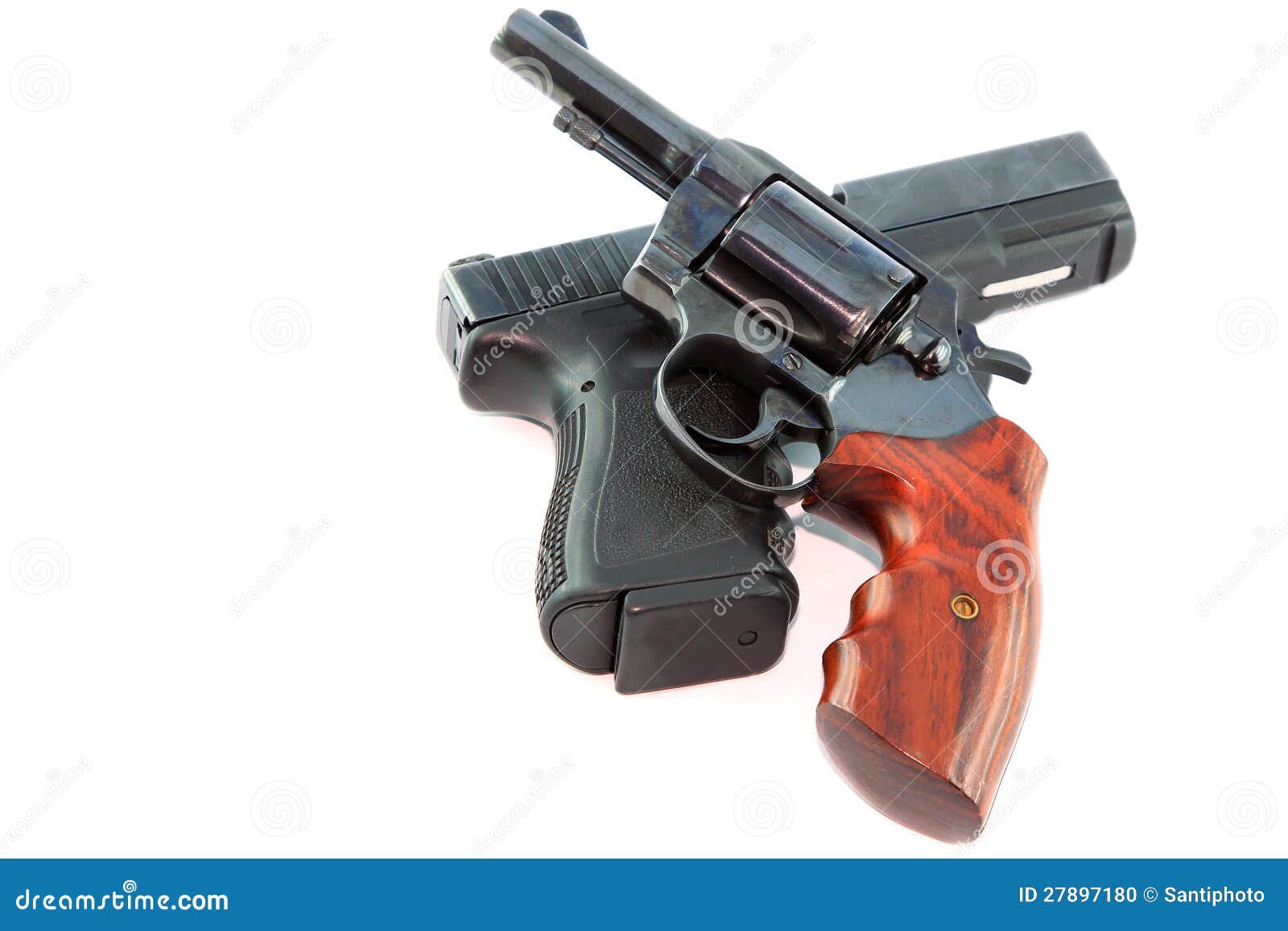Semi Automatic Pistol and Revolver Gun Stock Photo - Image of weapon ...