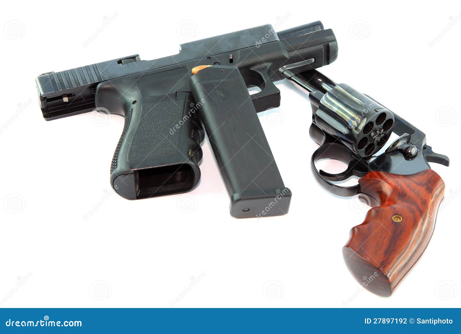 Semi Automatic Pistol and Revolver Gun Stock Photo - Image of shot ...