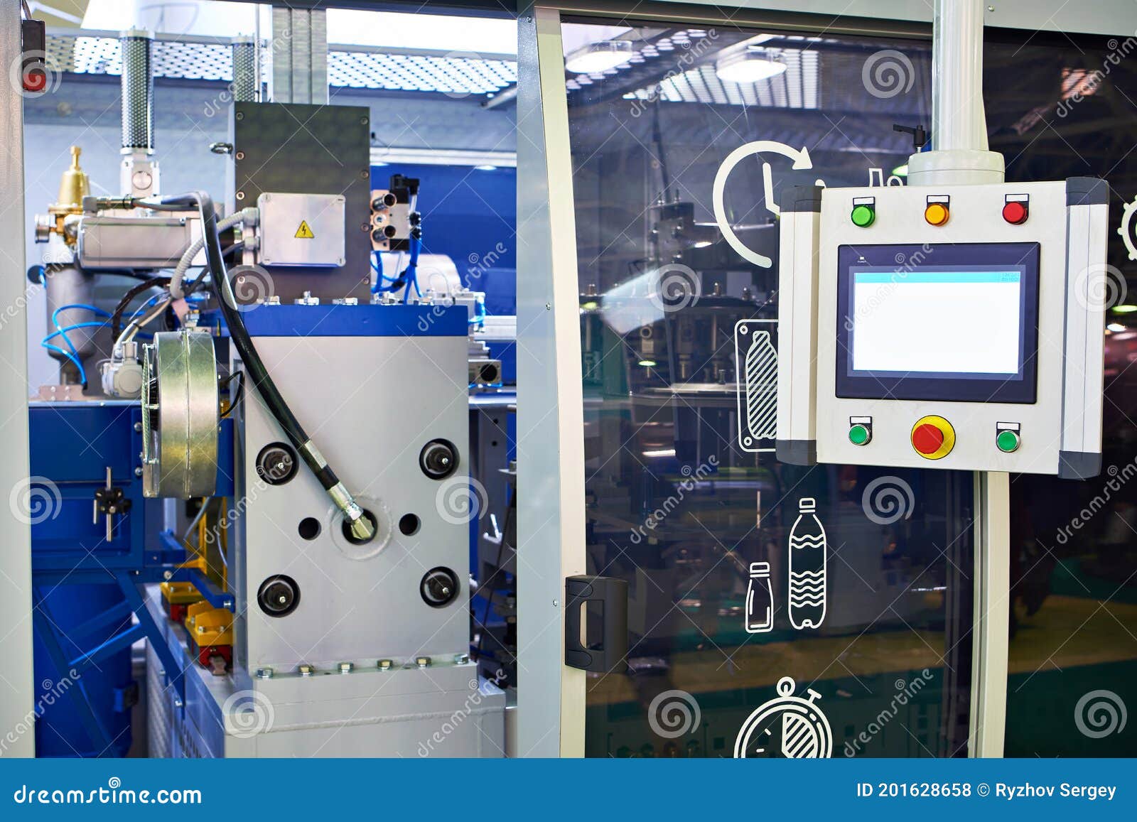 Semi-automatic for the Production of Plastic Bottles Stock Photo ...