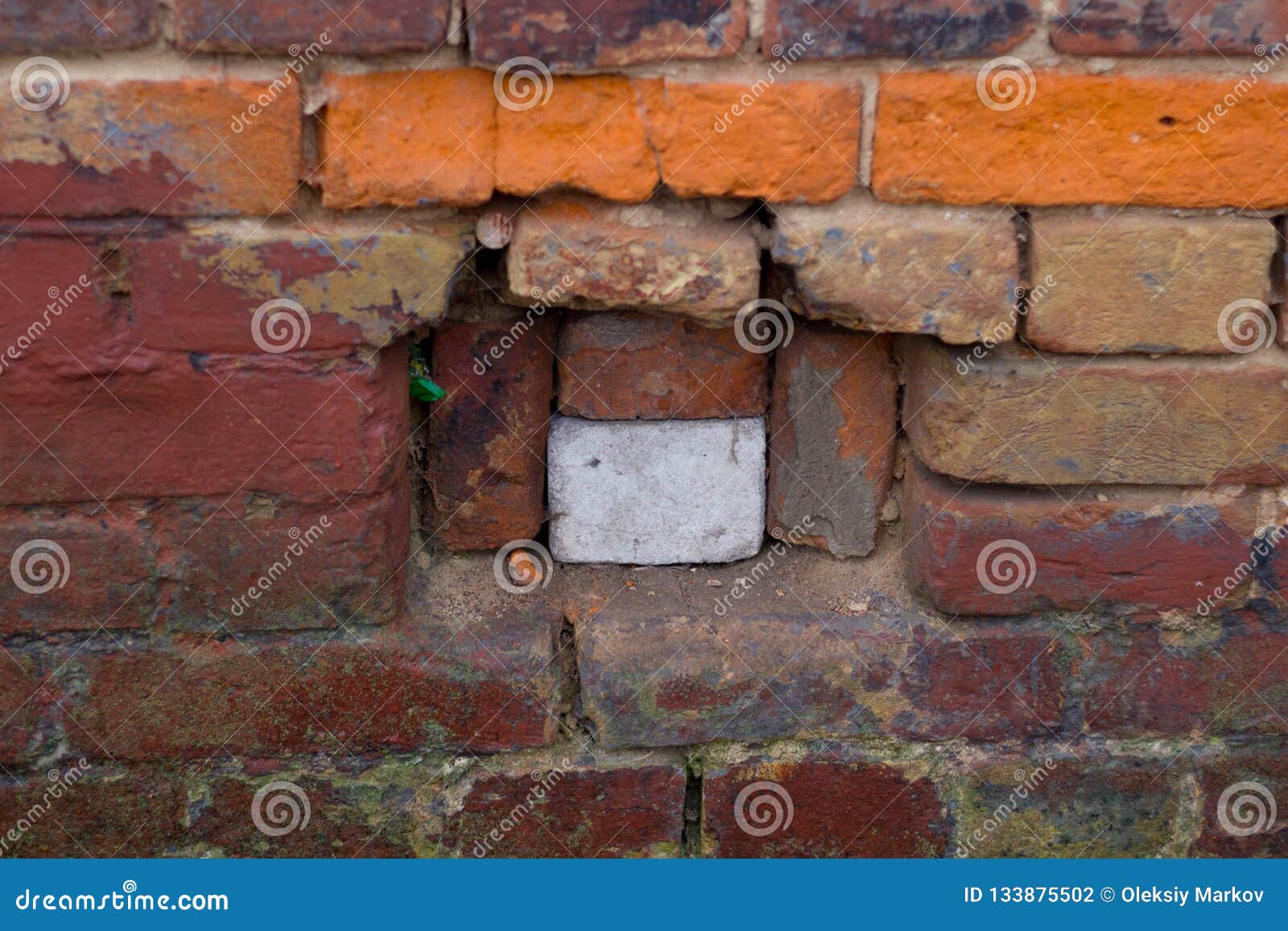Semi Broken Brick Wall on the House. the Background Stock Photo - Image ...