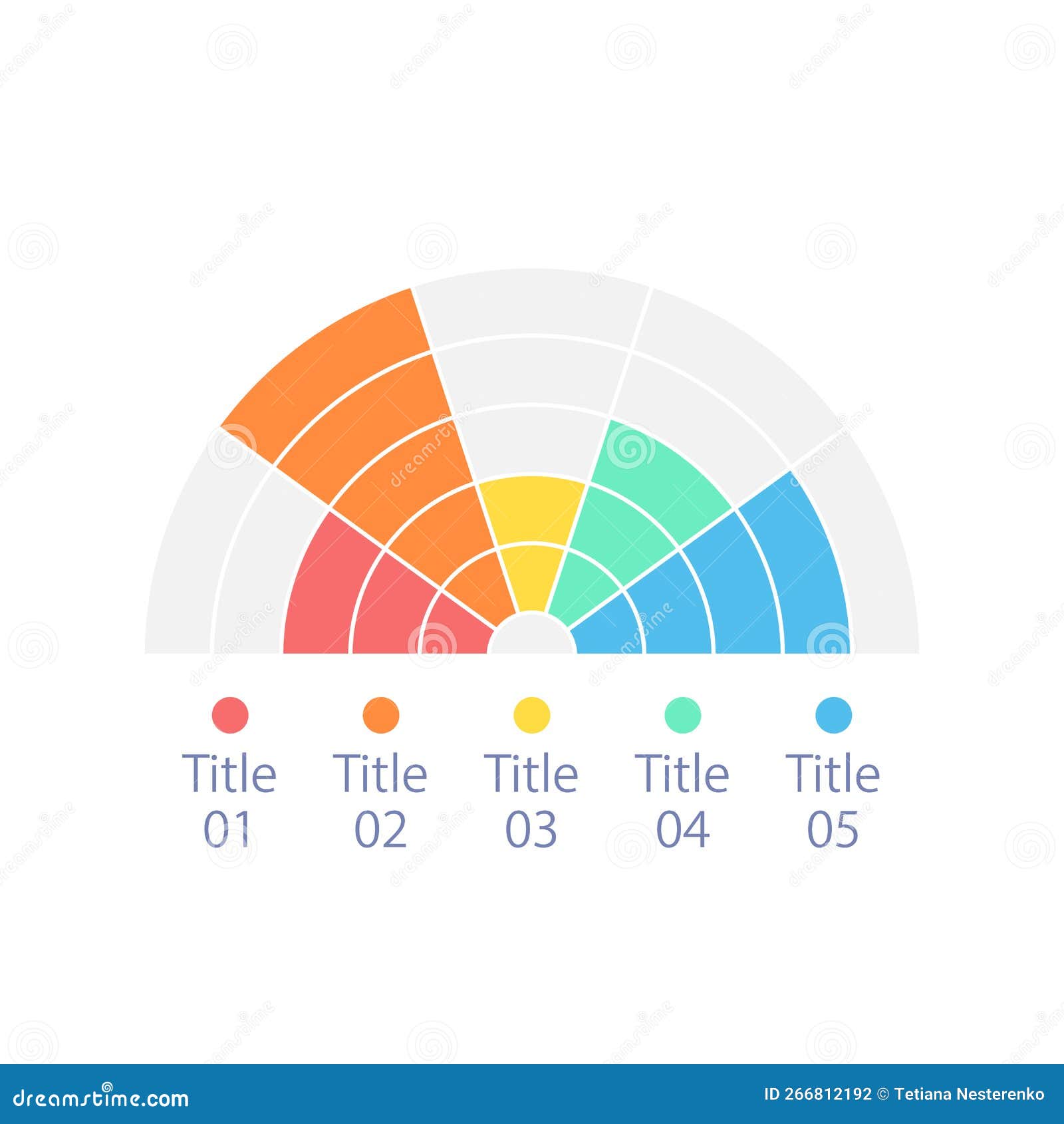 Semi Circle Infographic Chart Design Template with Five Units Stock ...