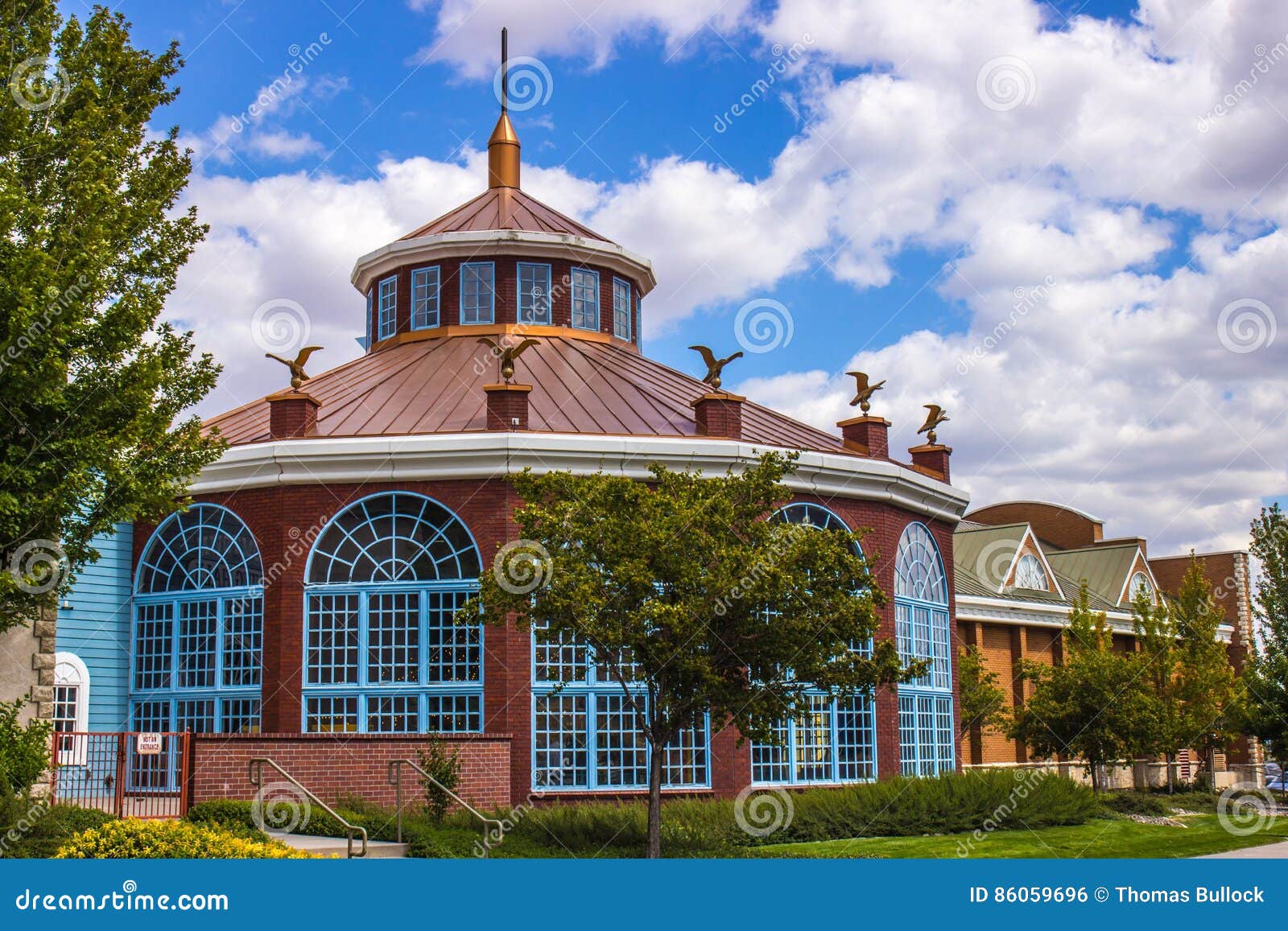 Semi Circular Building with Eagles & Turret Stock Photo - Image of ...