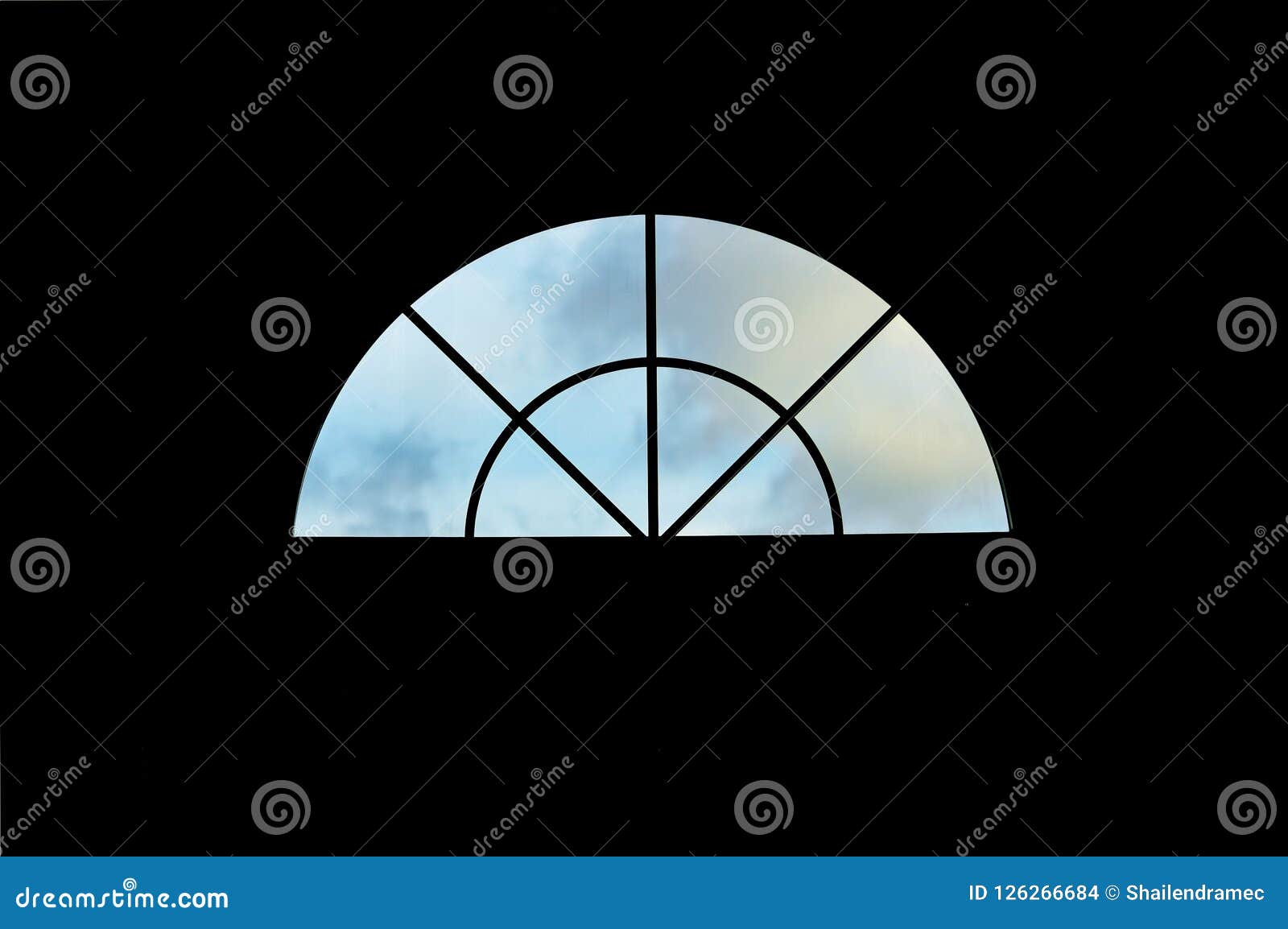 Semi Circular Window with Blue Sky Stock Photo - Image of arch, lines ...